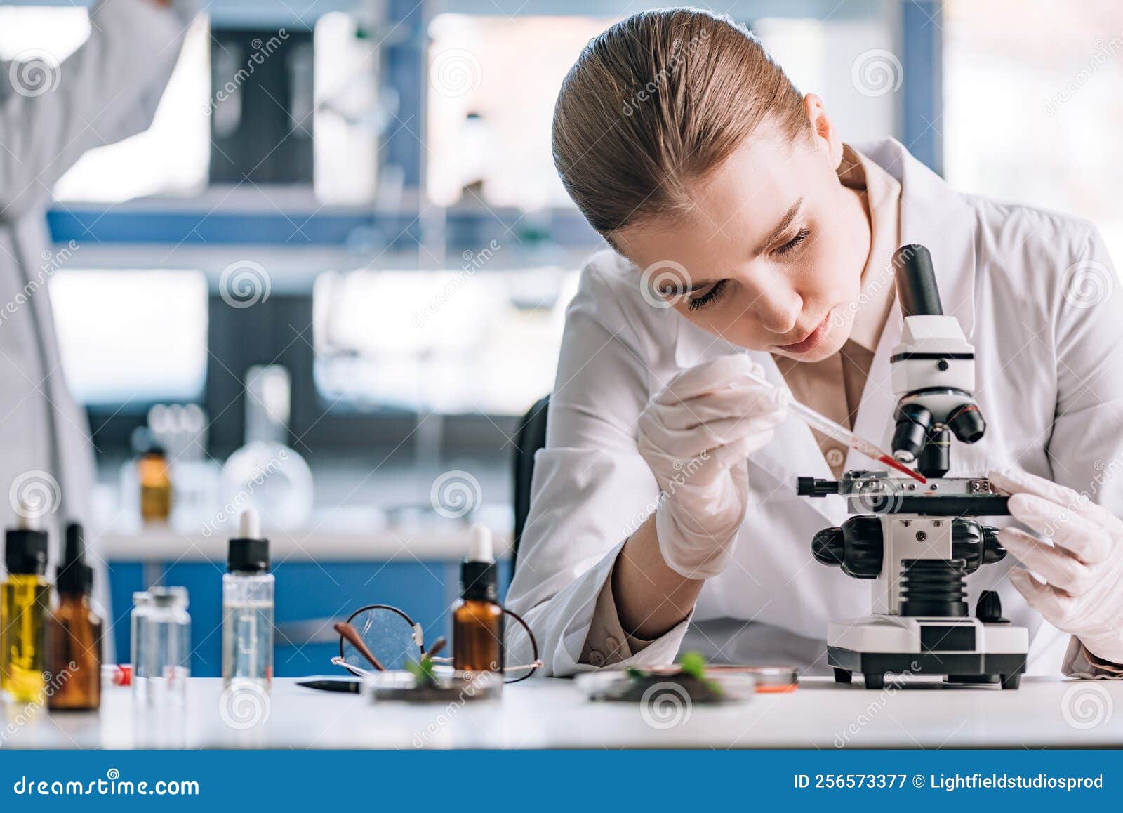 Selective Focus of Attractive Immunologist in Stock Image - Image of ...