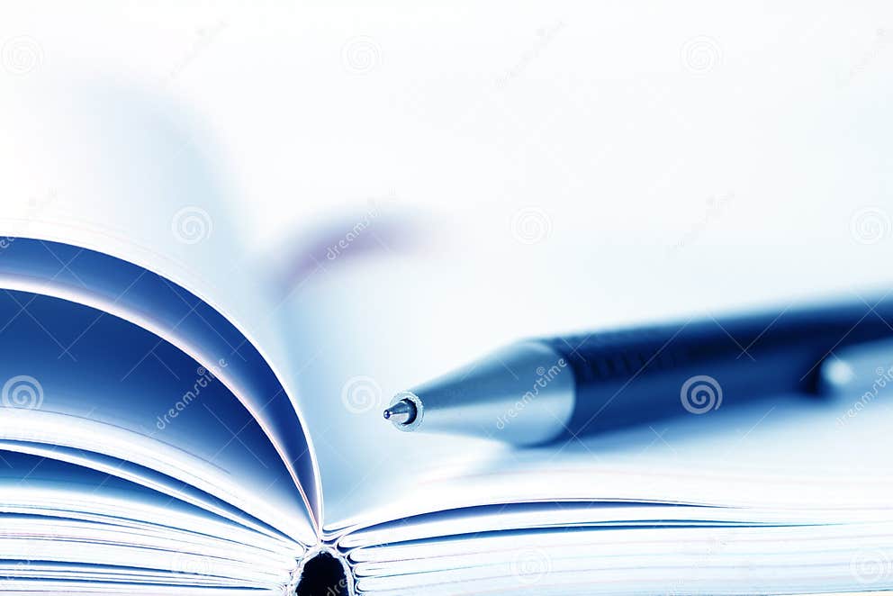 Selective Focus of Ball Pen on Opened Lined Diary Book Stock Image ...