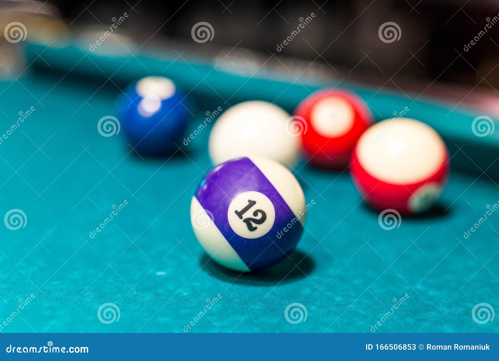 Selective Focus on Billiard Ball Number Twelve Stock Image - Image of ...