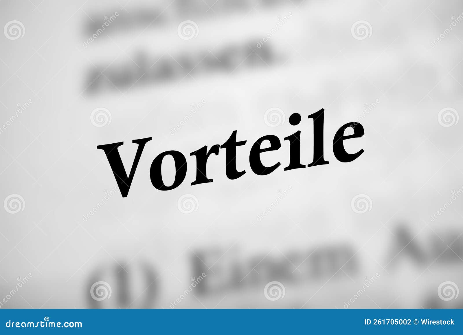 Selective Focus from the Book Page of the Word Vorteile Translated As ...