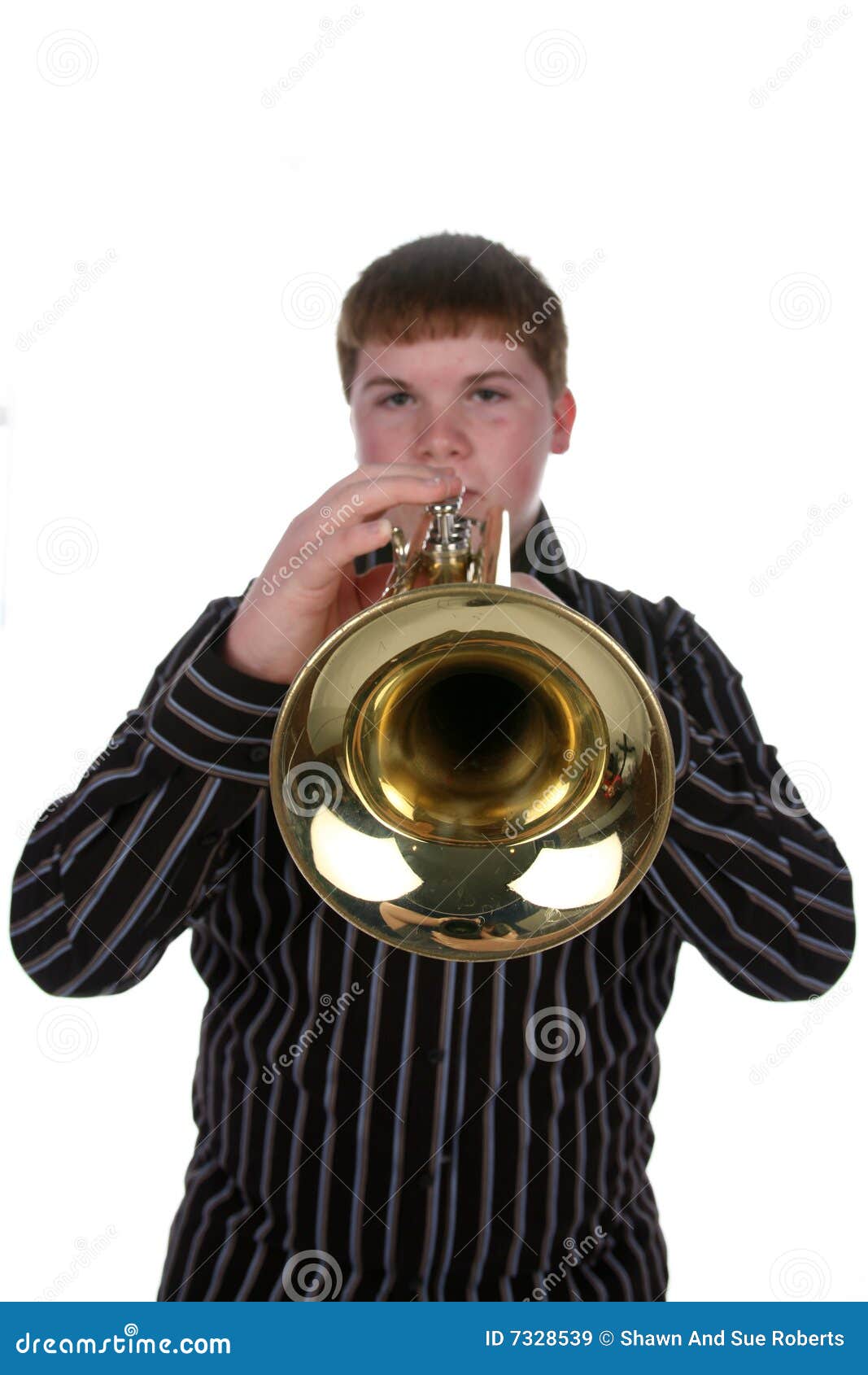 Selective Focus of Boy Playing Trumpet Stock Image - Image of high ...