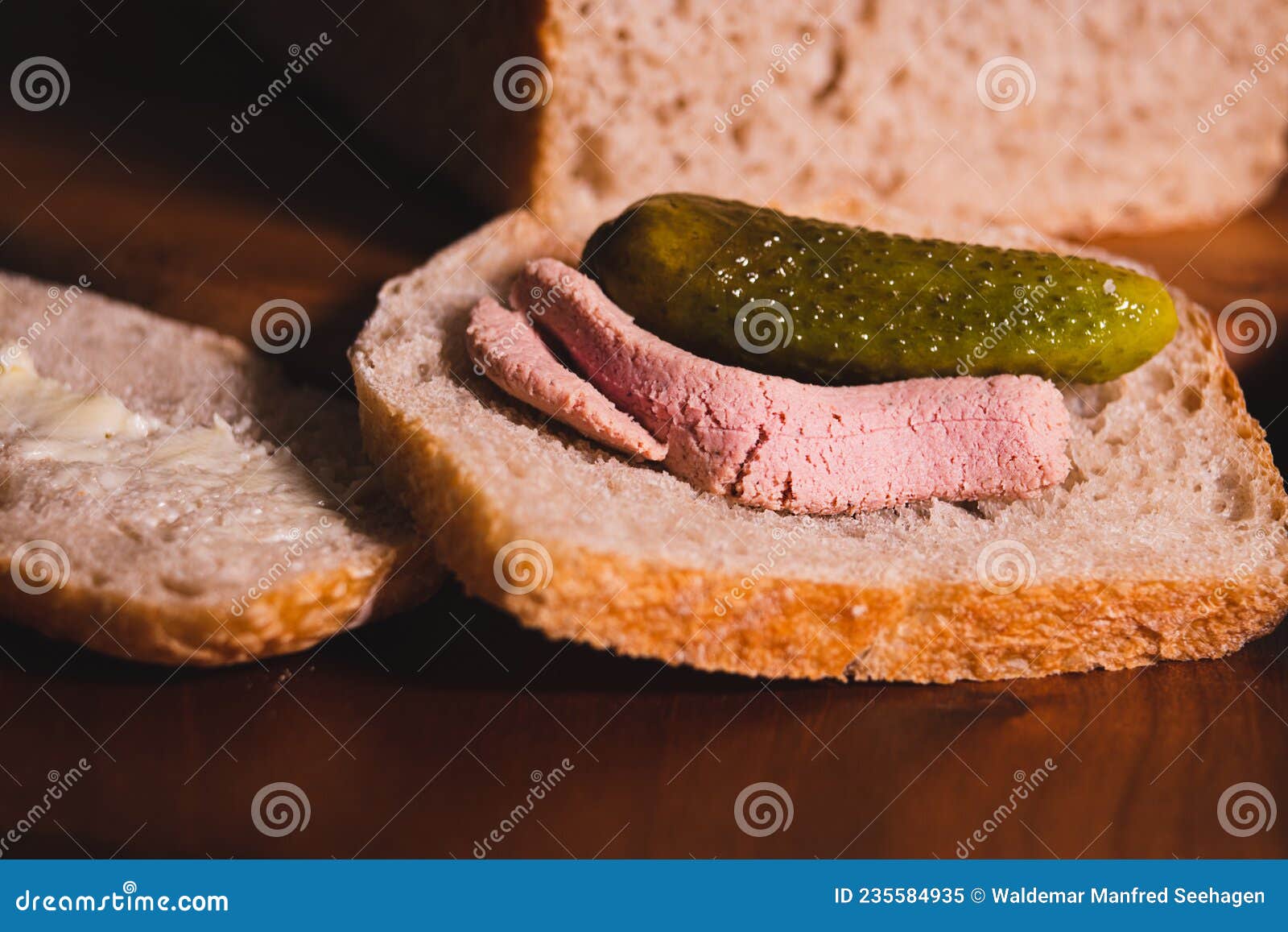 Typically German Bread with Pate and Cucumber. Stock Image - Image of ...
