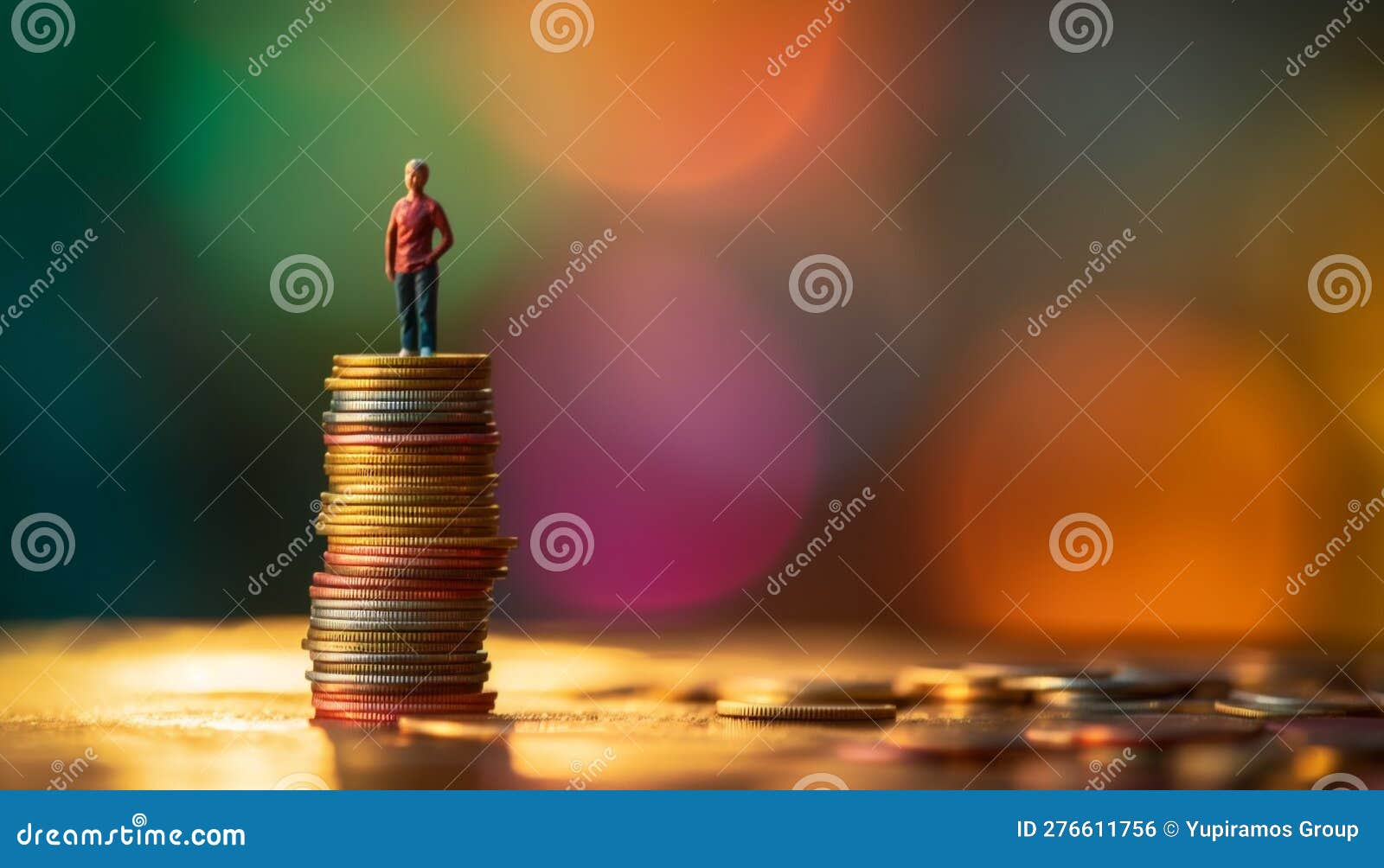 Selective Focus on Businessman Hand Stacking Money Generated by AI ...