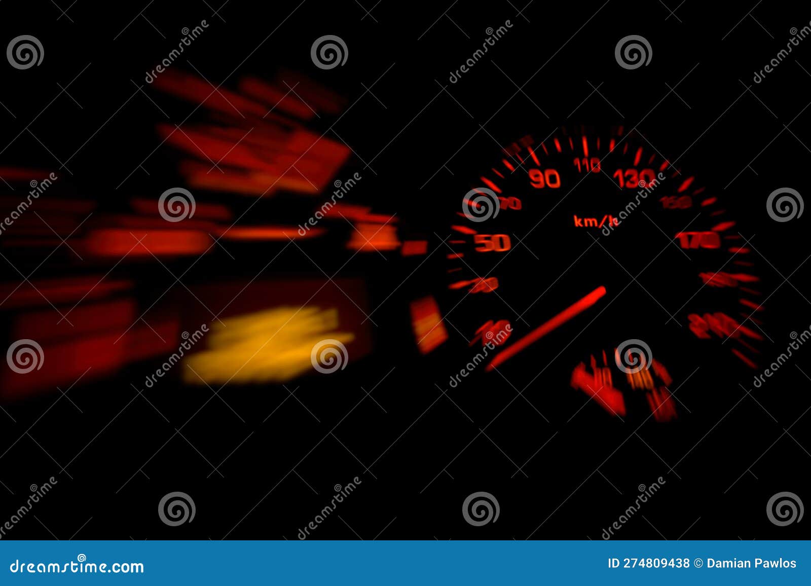 Selective Focus on the Car Speedometer Isolated on Black Background ...