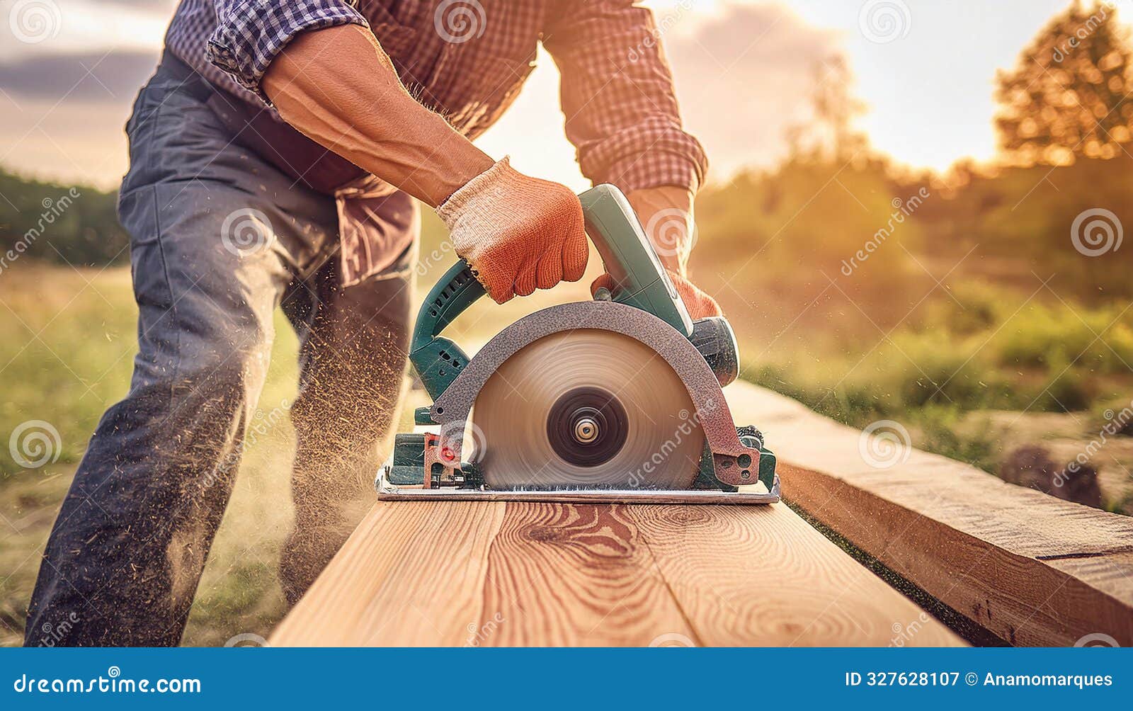 Selective Focus of the Carpenter Hands when Working with Electric ...
