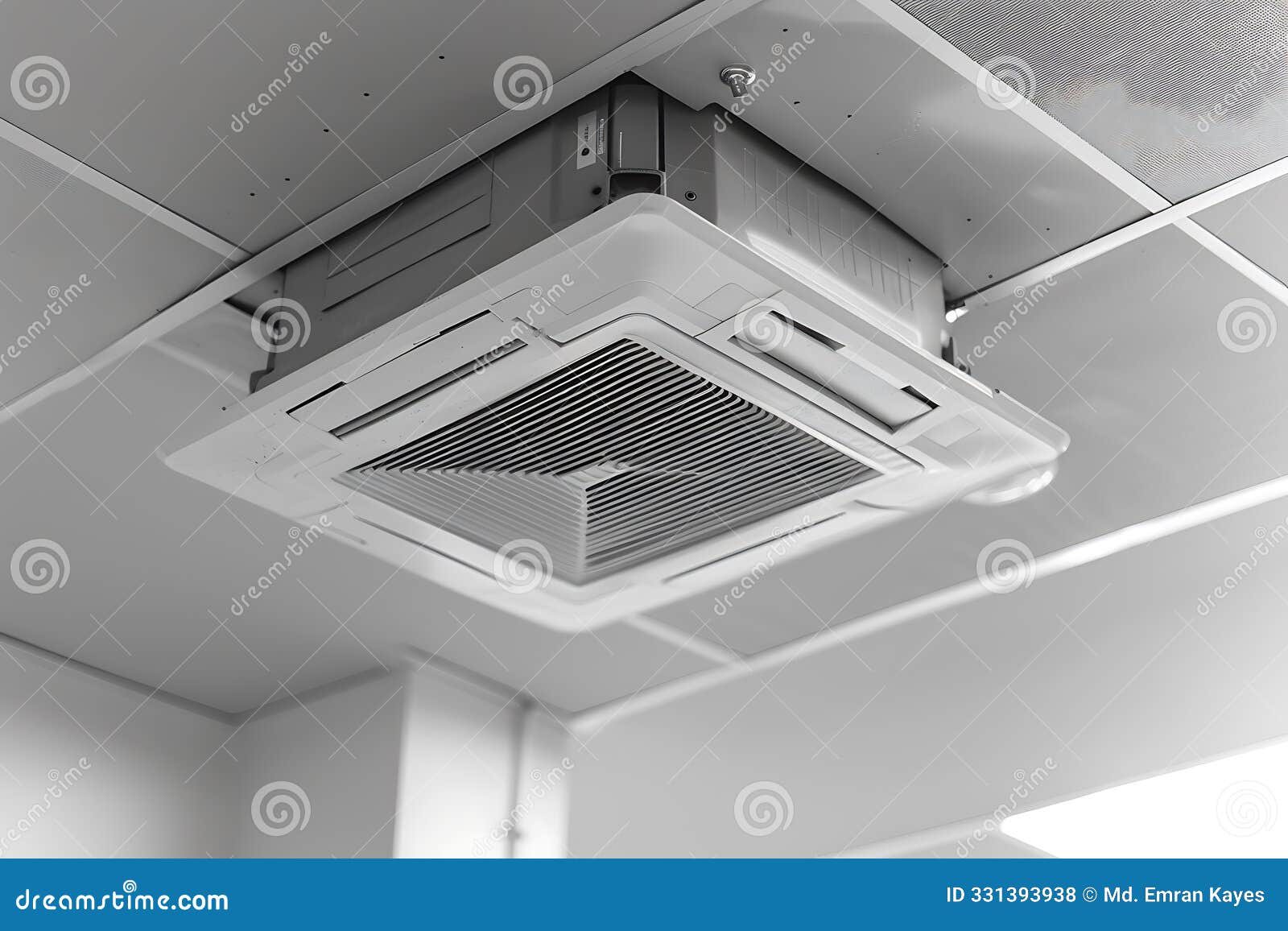 Selective Focus on Cassette Type Air Conditioner Mounted on Ceiling Wall Stock Illustration ...