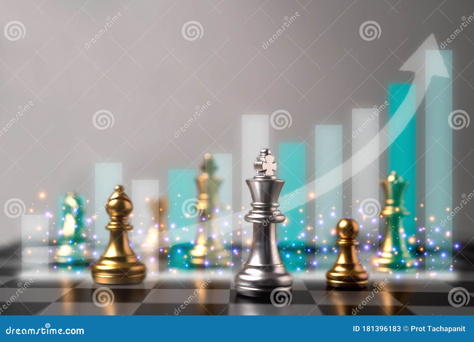 Selective Focus of Chess and Growth Business Graph Behind Chess. World ...