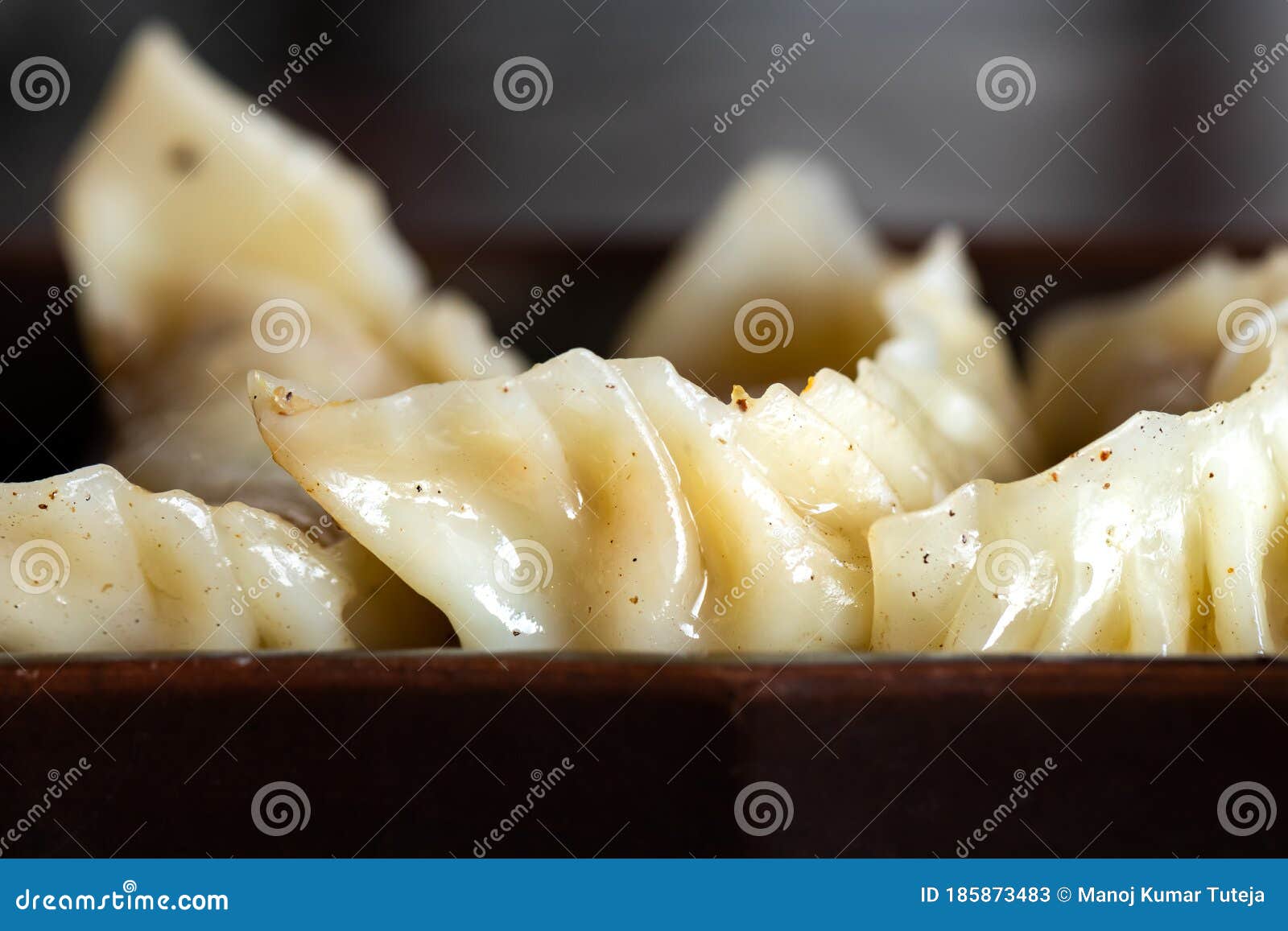 Selective Focus on the Chicken Dumpling Showing the Texture and Glaze ...