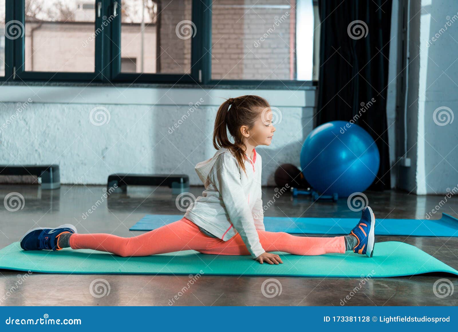 Selective Focus of Child Doing Split Stock Photo - Image of joyful ...