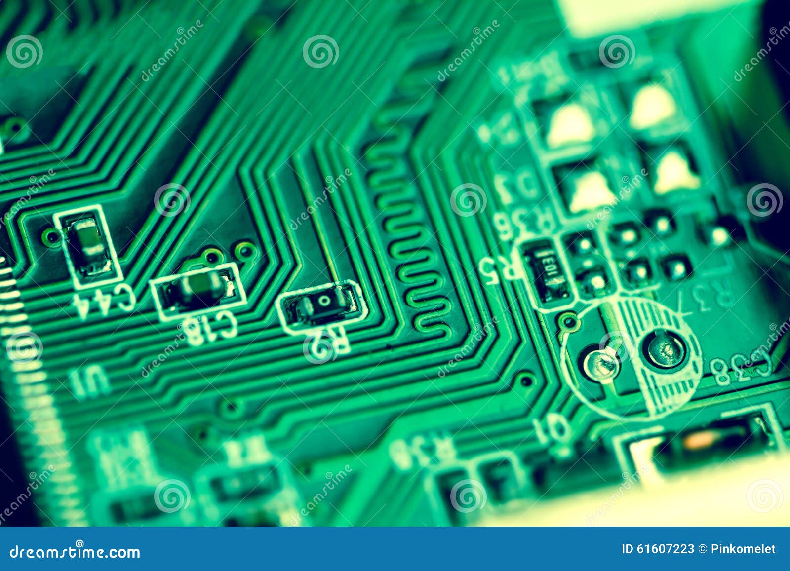 Selective Focus of Close Up Computer Electronic Circuit Board Stock ...