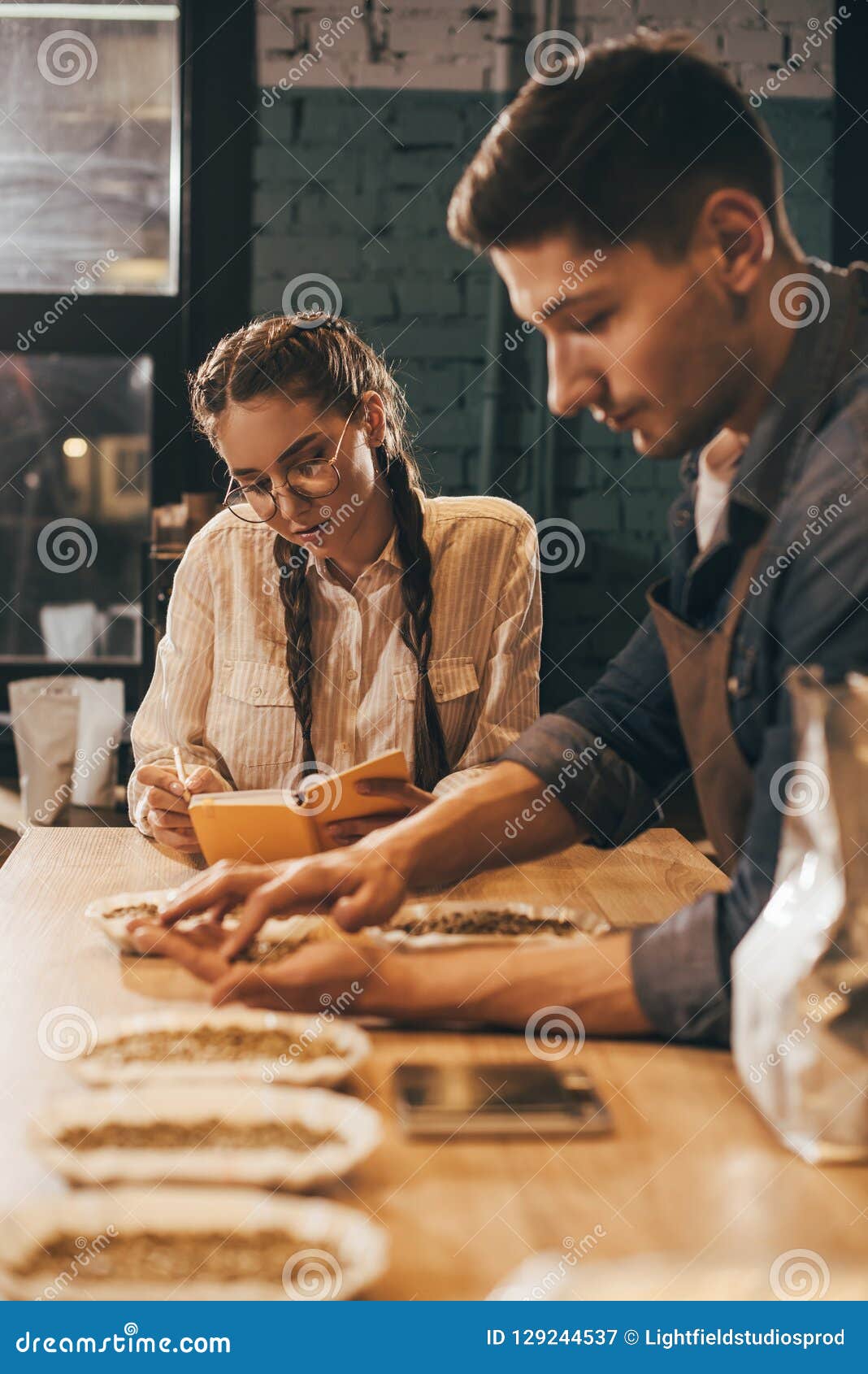 Selective Focus of Coffee Shop Workers Checking Coffee Quality during ...