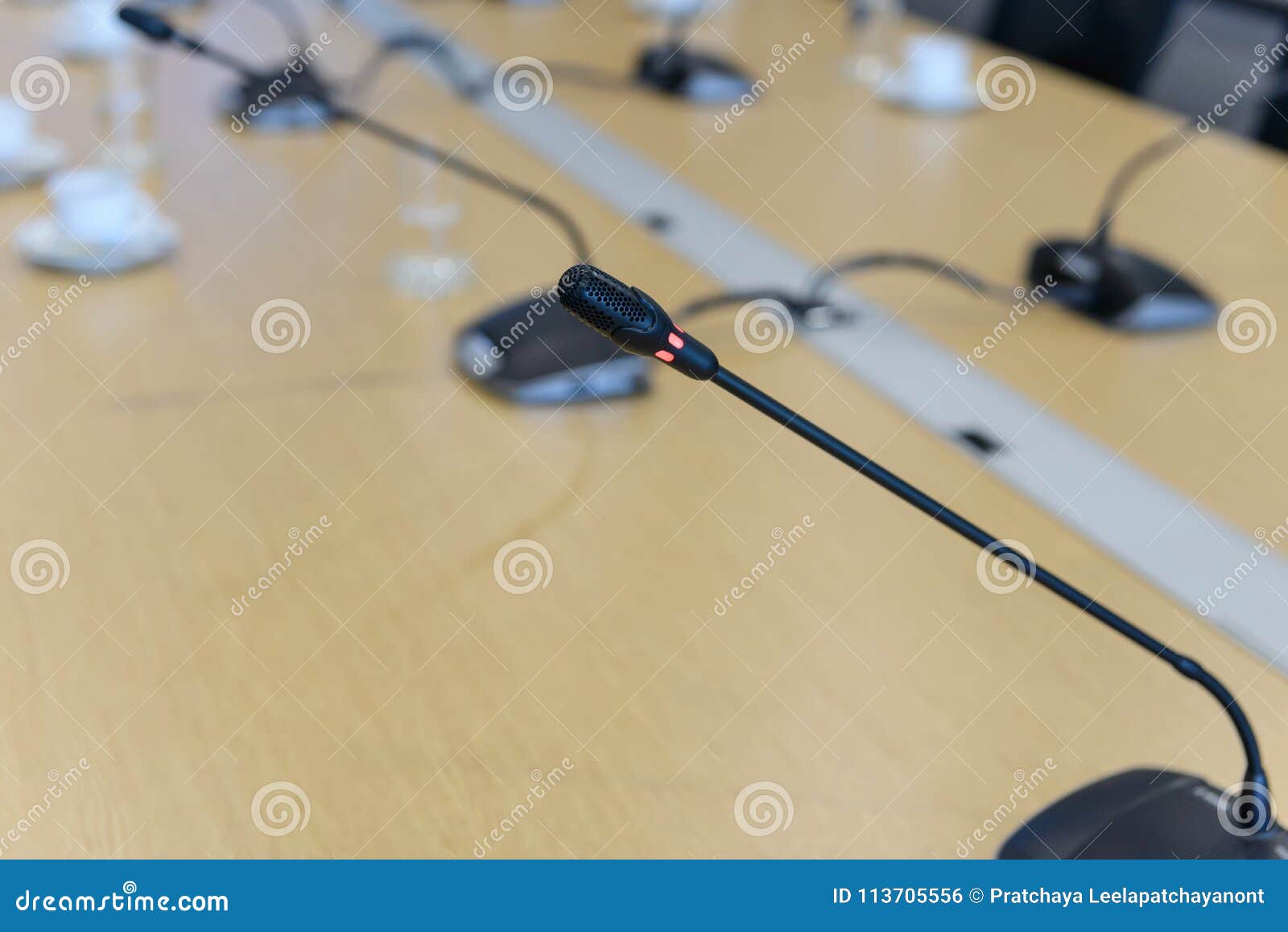 Selective Focus Conference Microphones on the Table in Meeting Room ...