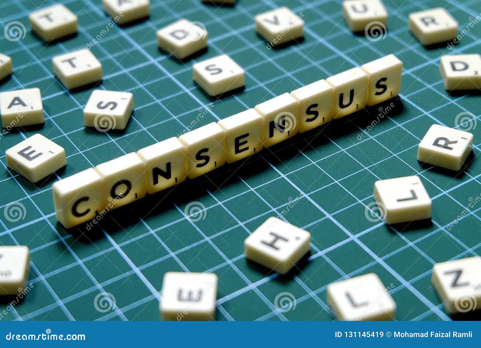 Consensus - Text On Wooden Cubes On A Blue Gradient Background Stock ...