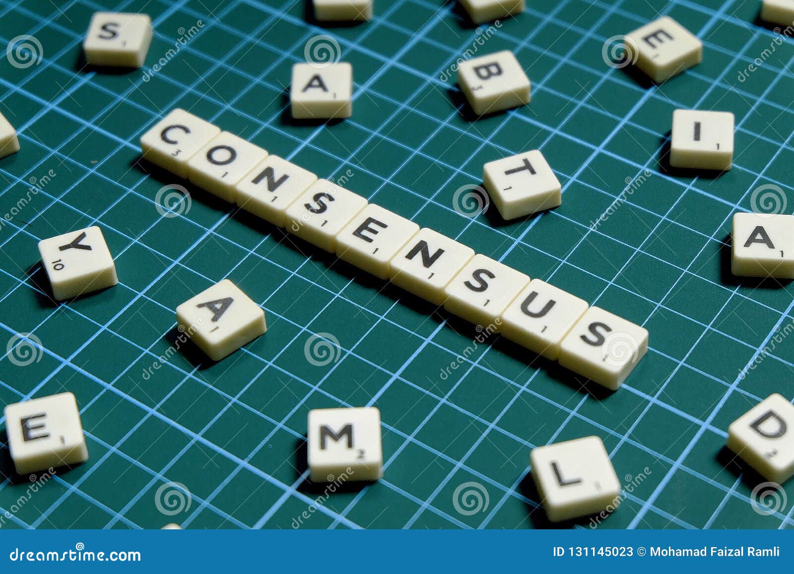 CONSENSUS Word Made With Building Blocks On The Bright Yellow ...
