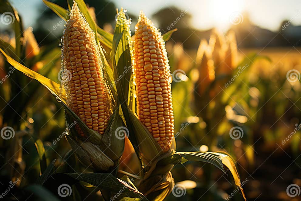 A Selective Focus of Corn Spike in the Organic Corn Stock Illustration ...