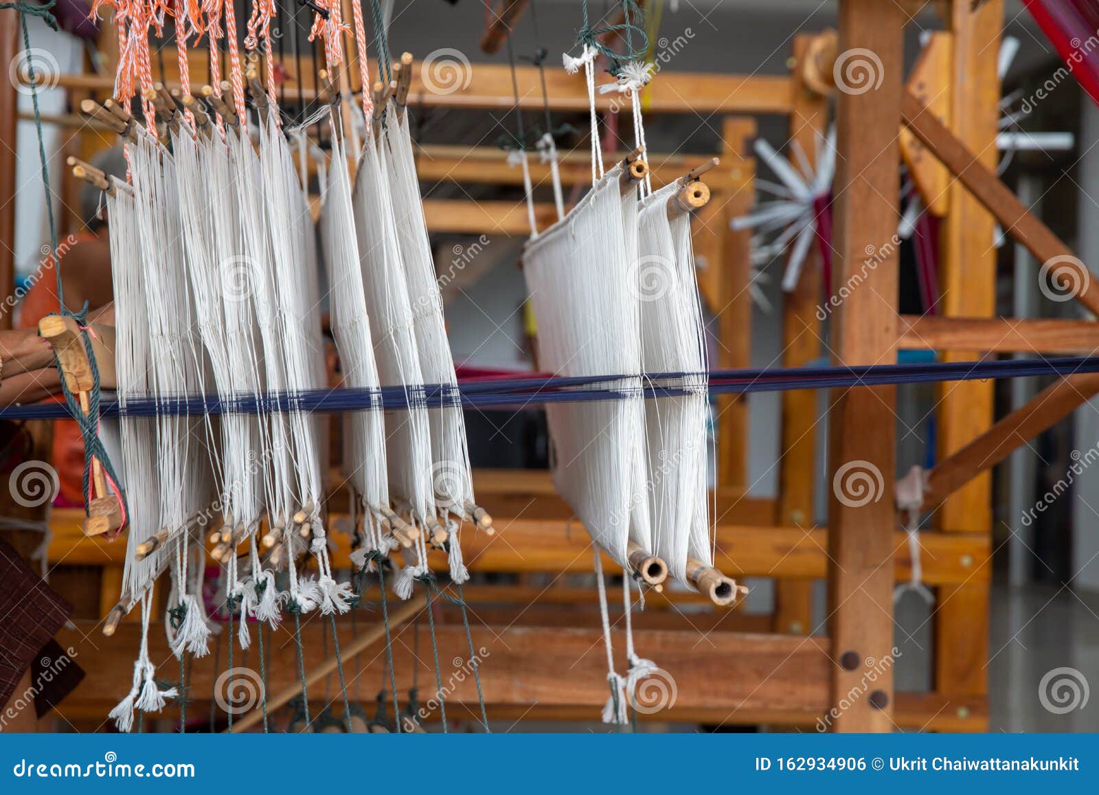 Selective Focus of Cotton Thread on Weaver Machine. Thai Cotton ...