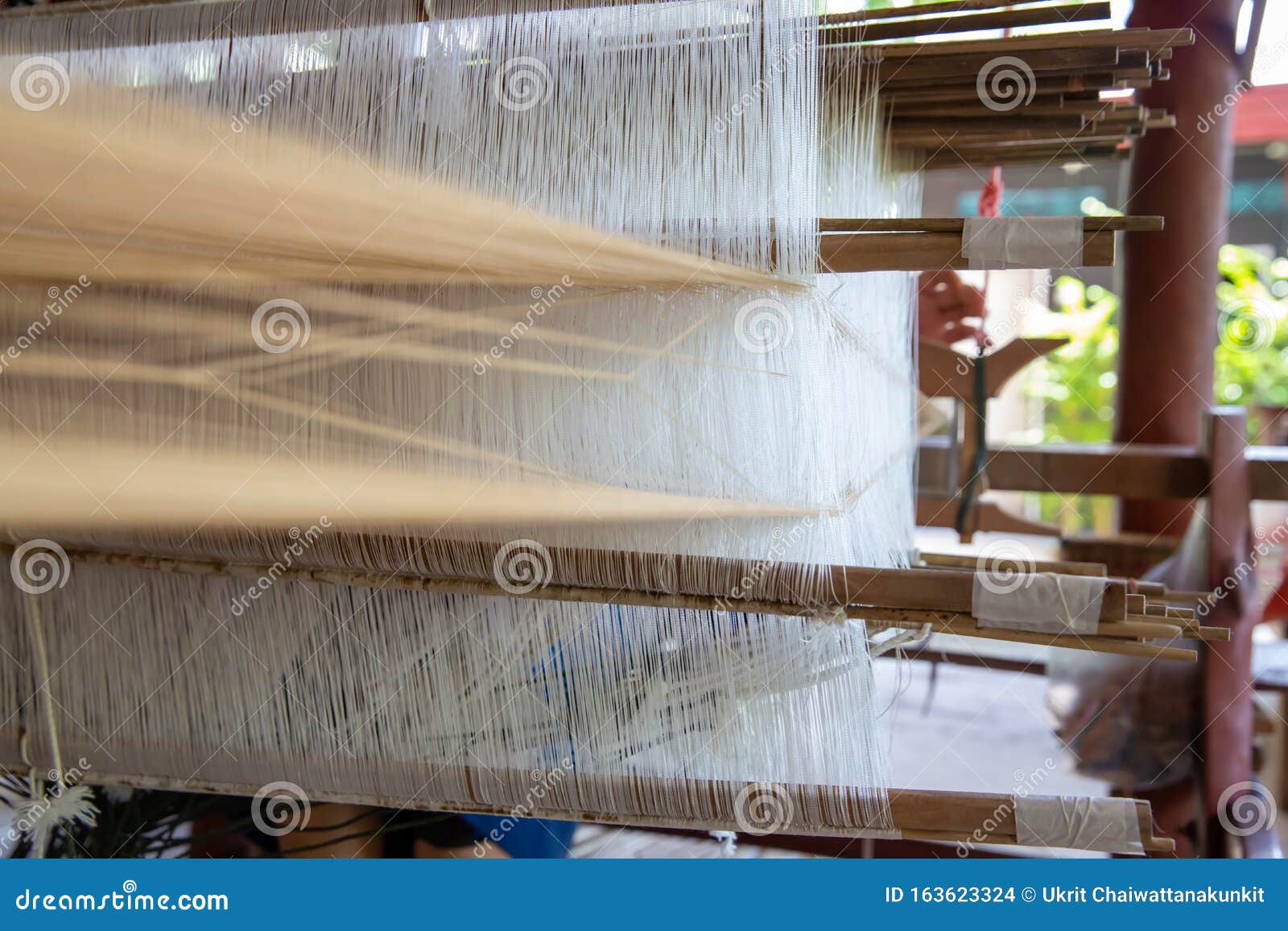 Selective Focus of Cotton Thread on Weaver Machine. Thai Cotton ...