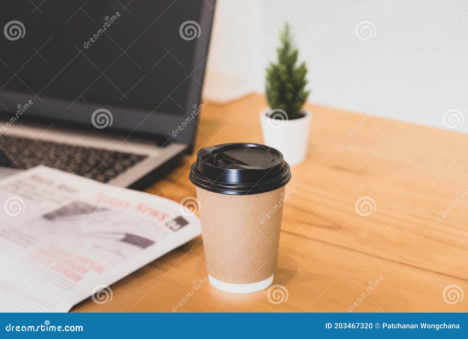 Selective Focus on a Cup of Coffee on Work Desk Stock Photo - Image of ...