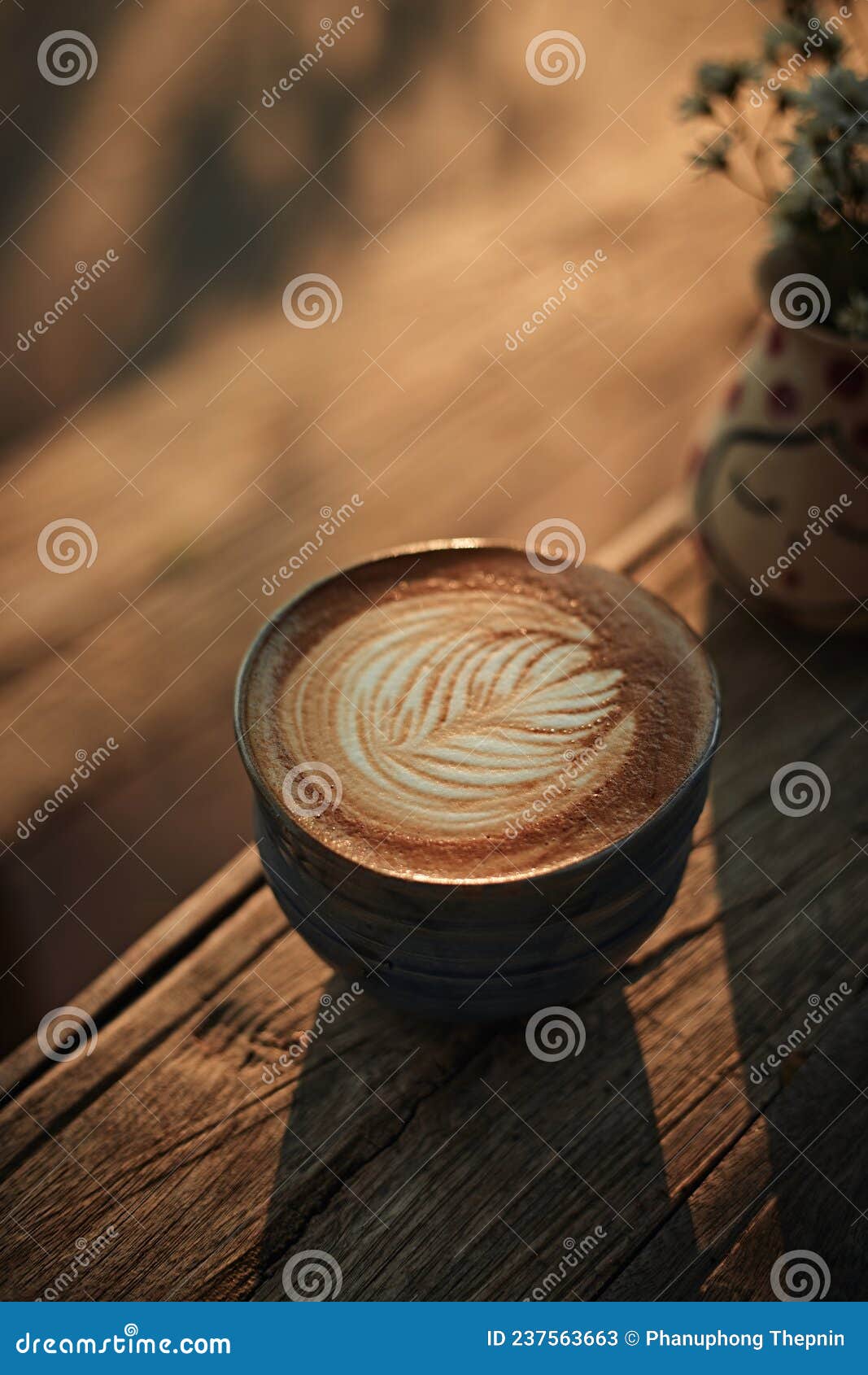 Selective Focus Cup of Hot Latte Art Coffee Stock Image - Image of ...