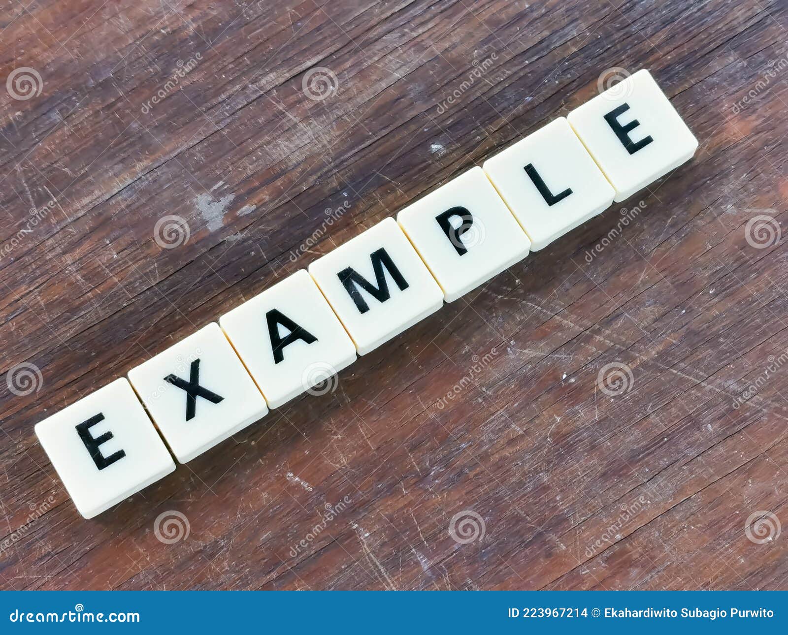 Diagonal Text Example Made of Square Letter Tiles on Wooden Background ...