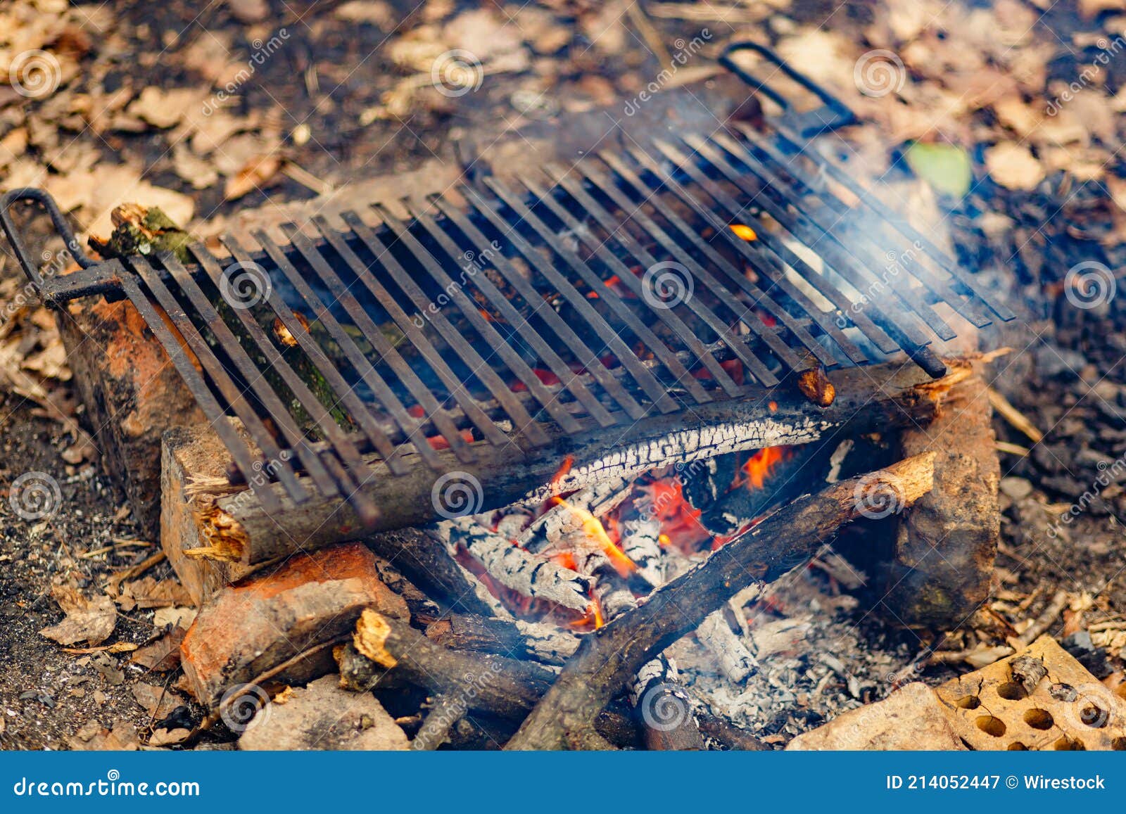Selective Focus of an Empty Grill on the Ground Stock Image - Image of ...