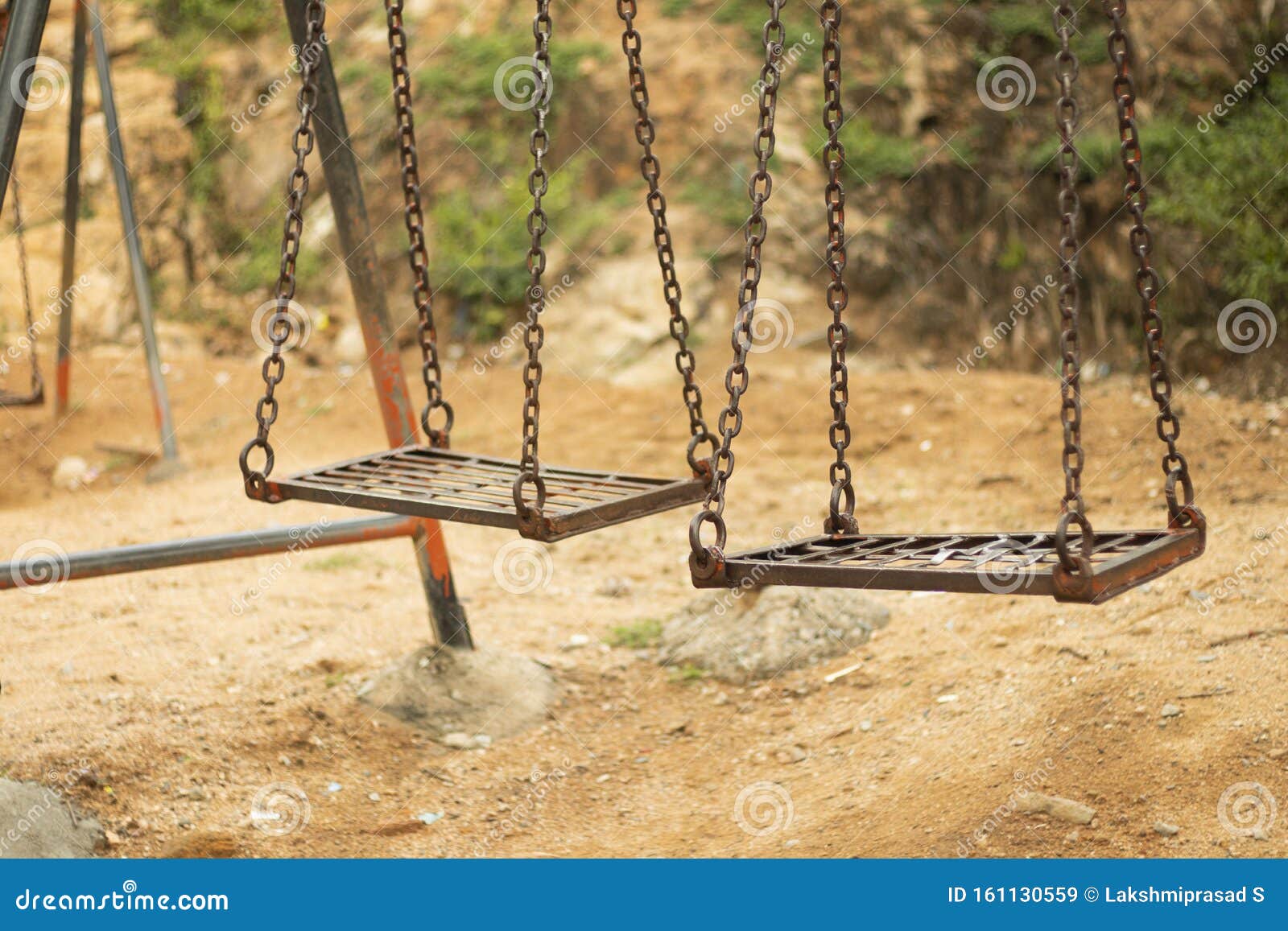 Selective Focus of Empty Spooky Swing in Desolate Park. Stock Image ...