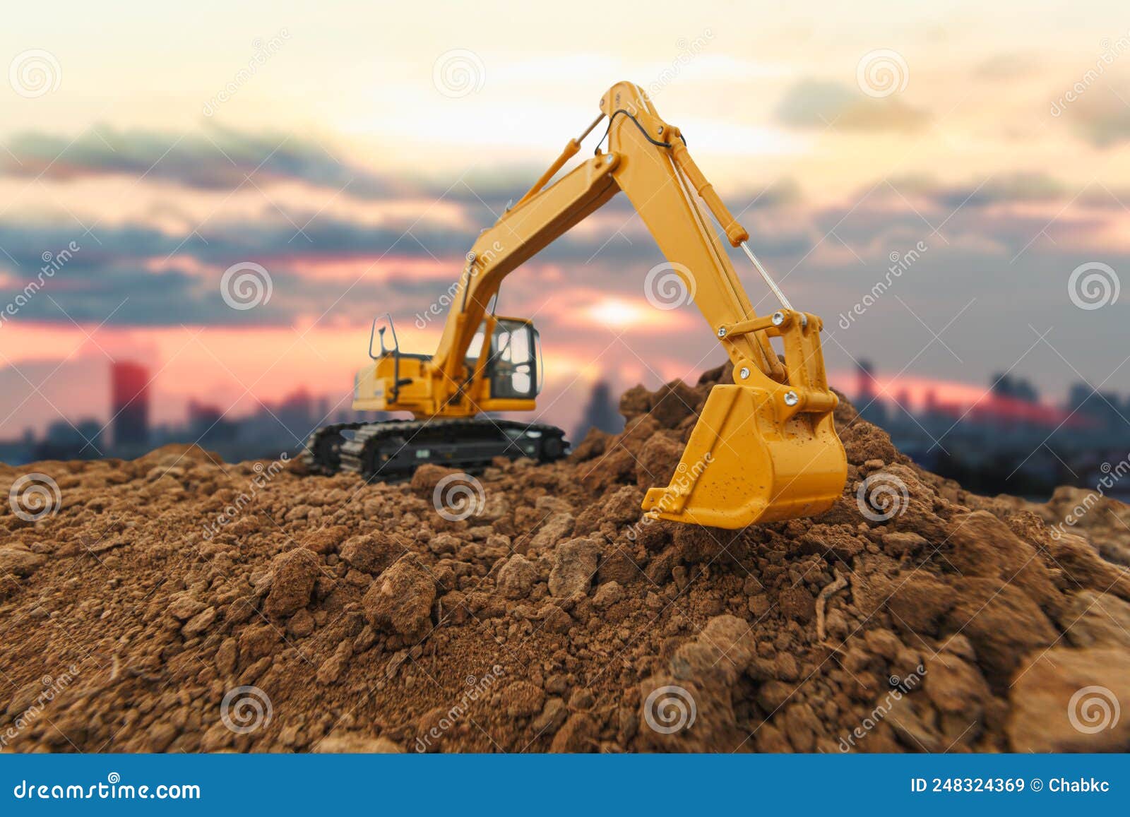 Selective Focus,Excavator with Bucket are Digging the Soil in the ... Selective Focus,Excavator with Bucket are Digging the Soil in the ...