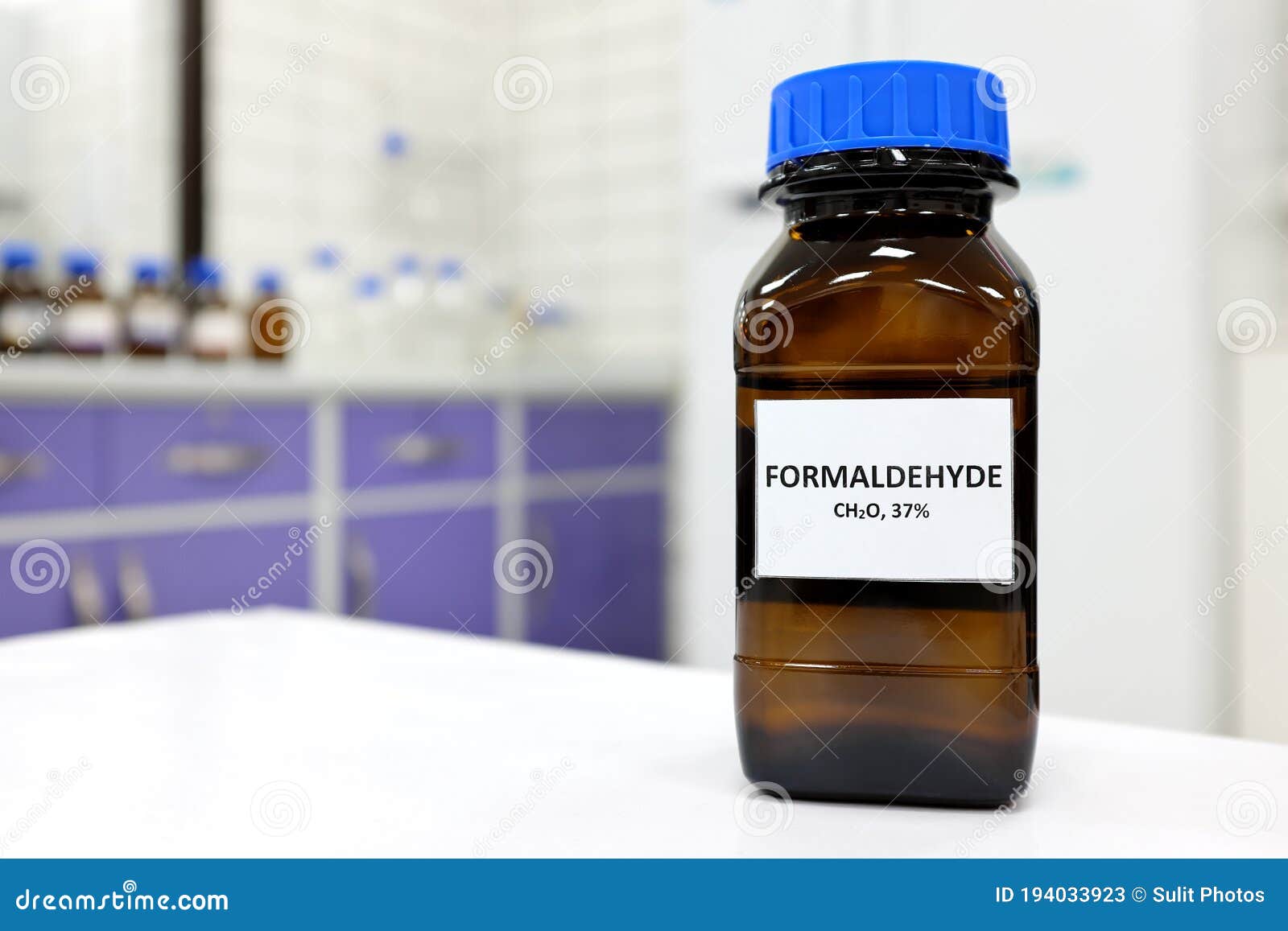 Selective Focus of Formaldehyde or Formalin in Brown Amber Glass Bottle ...