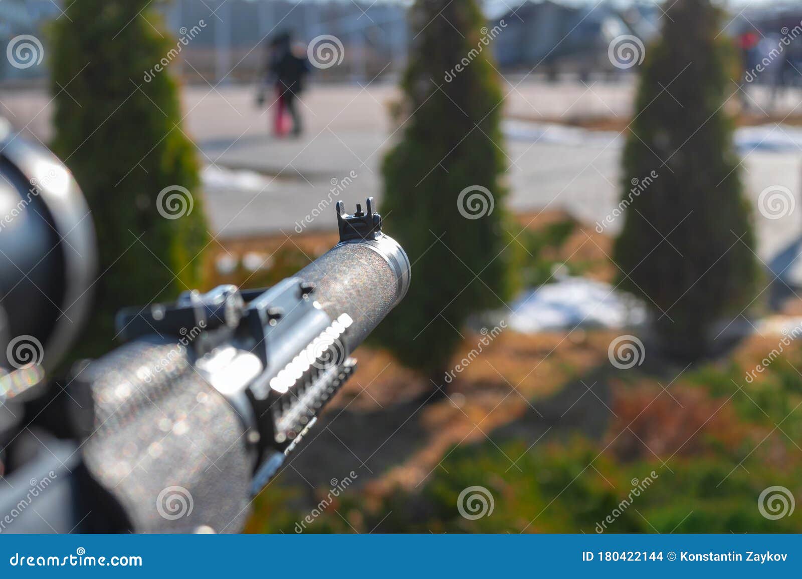 Selective Focus. Front Sightt of a Sniper Rifle Stock Photo - Image of ...