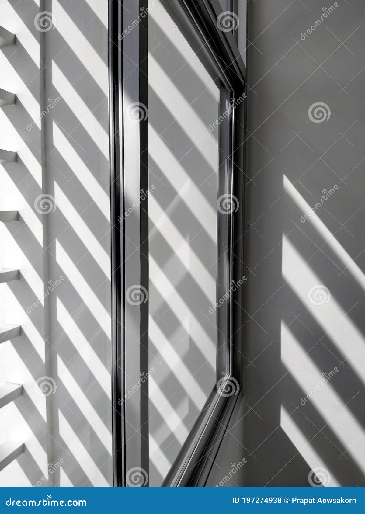 Selective Focus At Glass Window Sill, Side View And Diagonal Pattern Of ...