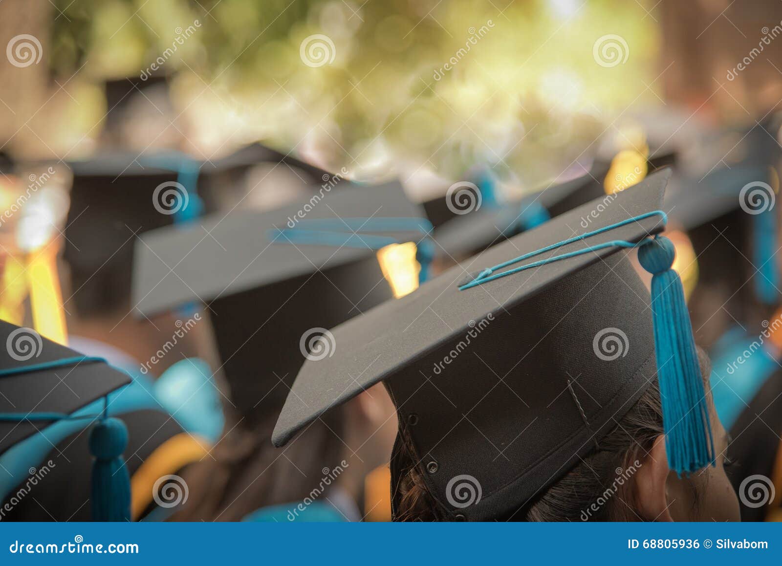 Selective Focus on Graduation Cap of Front Female in Graduation Stock ...