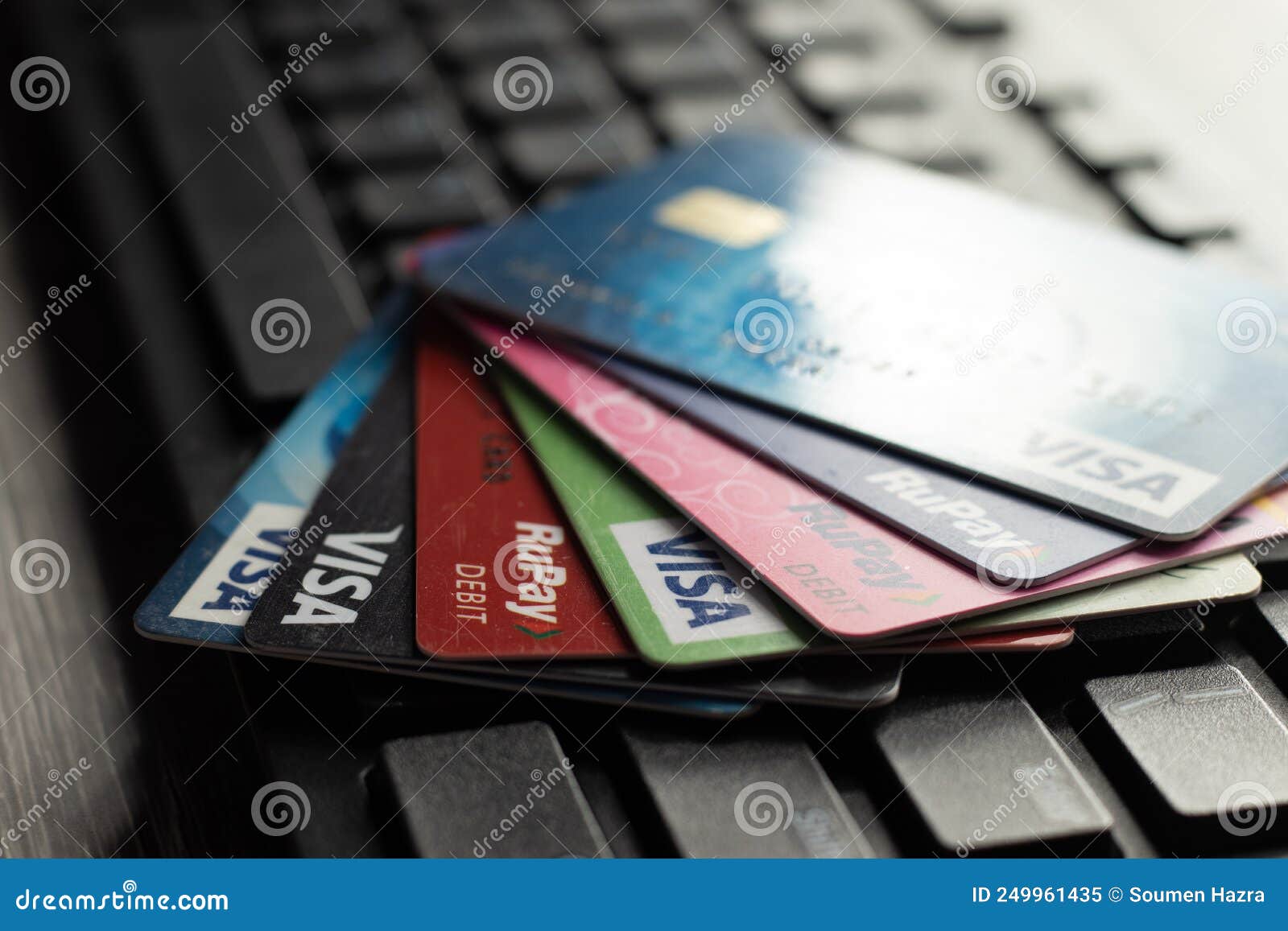 Credit and debit card editorial image. Image of keyboard - 249961435