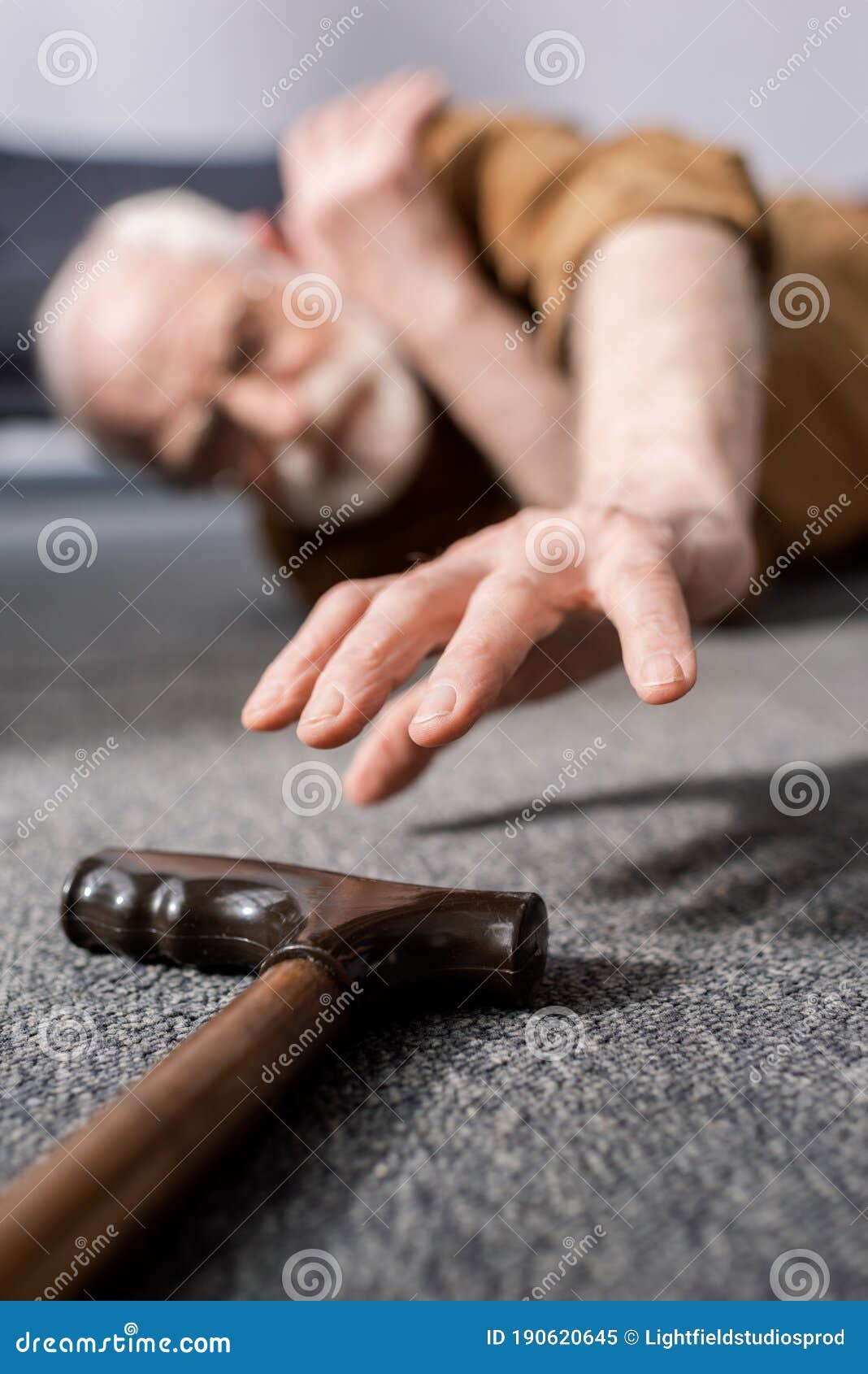 Selective Focus of Helpless Senior Man Stock Image - Image of fall ...