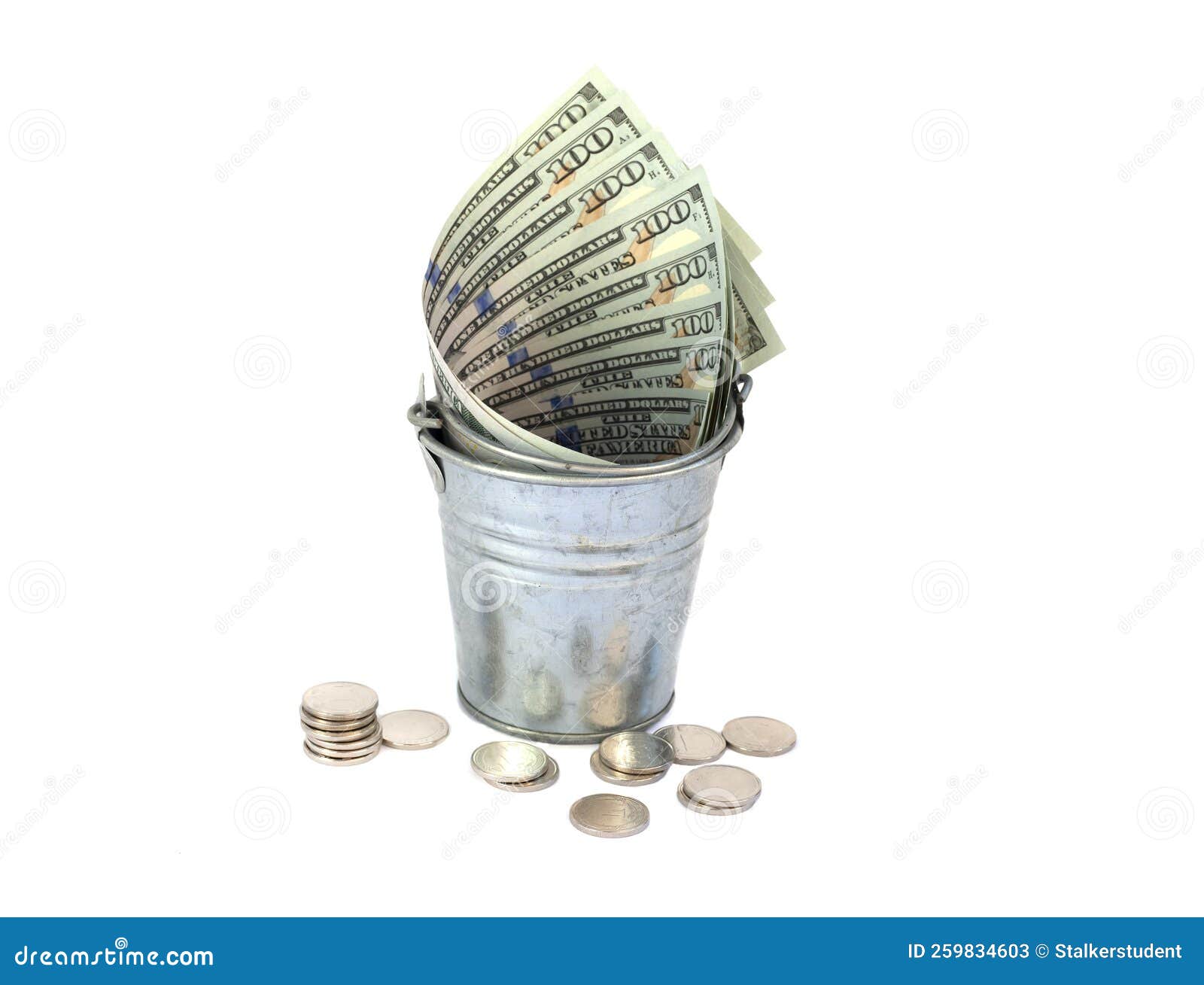 Selective Focus Image of Bank Note Money Inside a Bucket. Business and ...