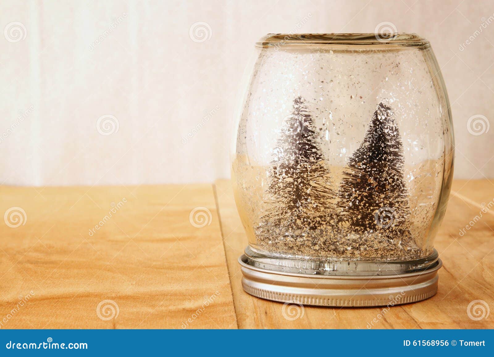 Selective Focus Image of Christmas Trees in Mason Jar. Glitter Overlay ...
