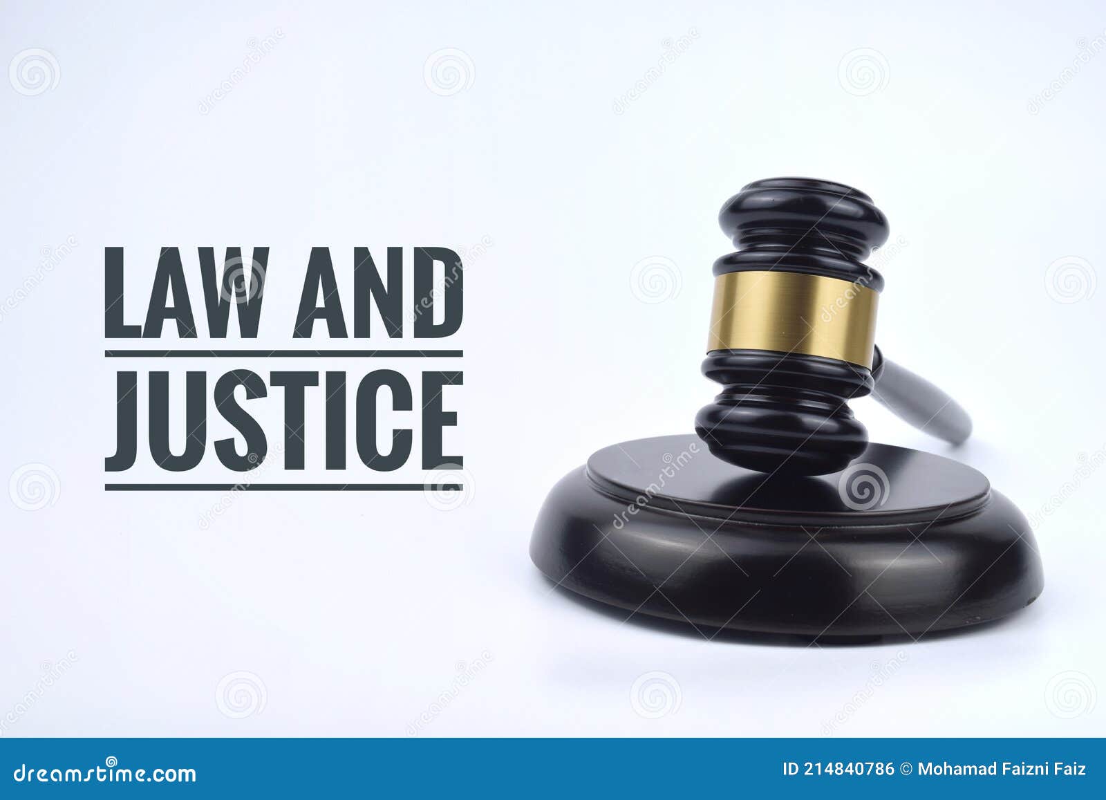 Selective Focus Image of Gavel with Law and Justice Wording Isolated in ...