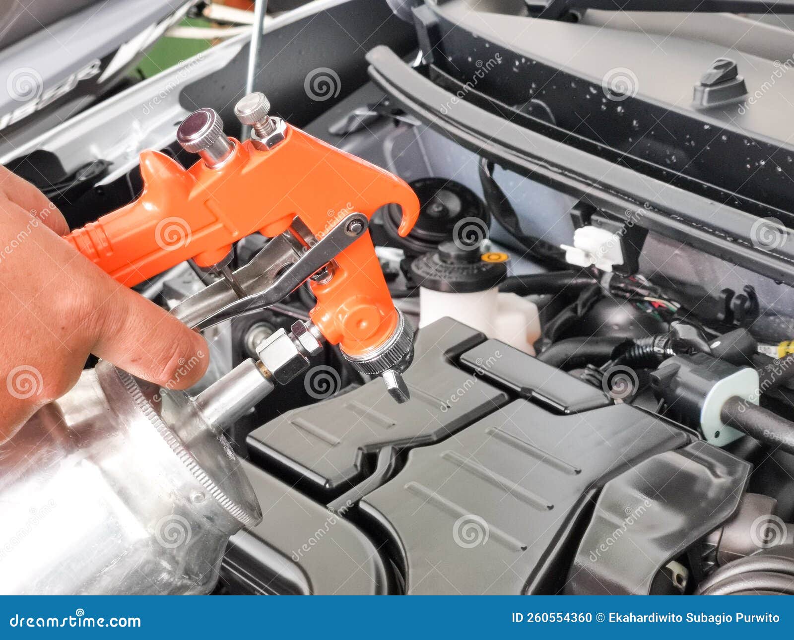 Selective Focus Image of a Man Cleaning Car Engine Compartment. Car ...
