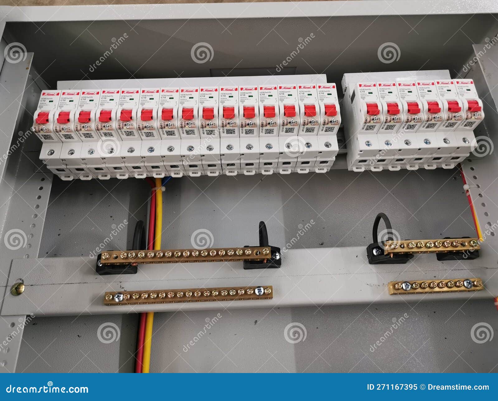 Selective Focus Image with Noise Effect a Row of Mcb Mount on ...