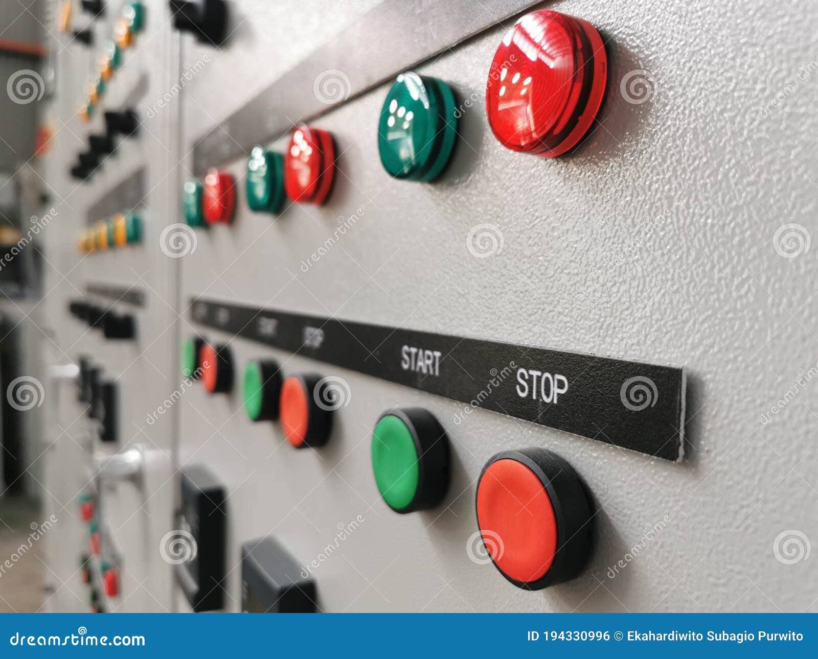Pilot Lamps and Push Button on Low Voltage Switchboard. Stock Photo ...