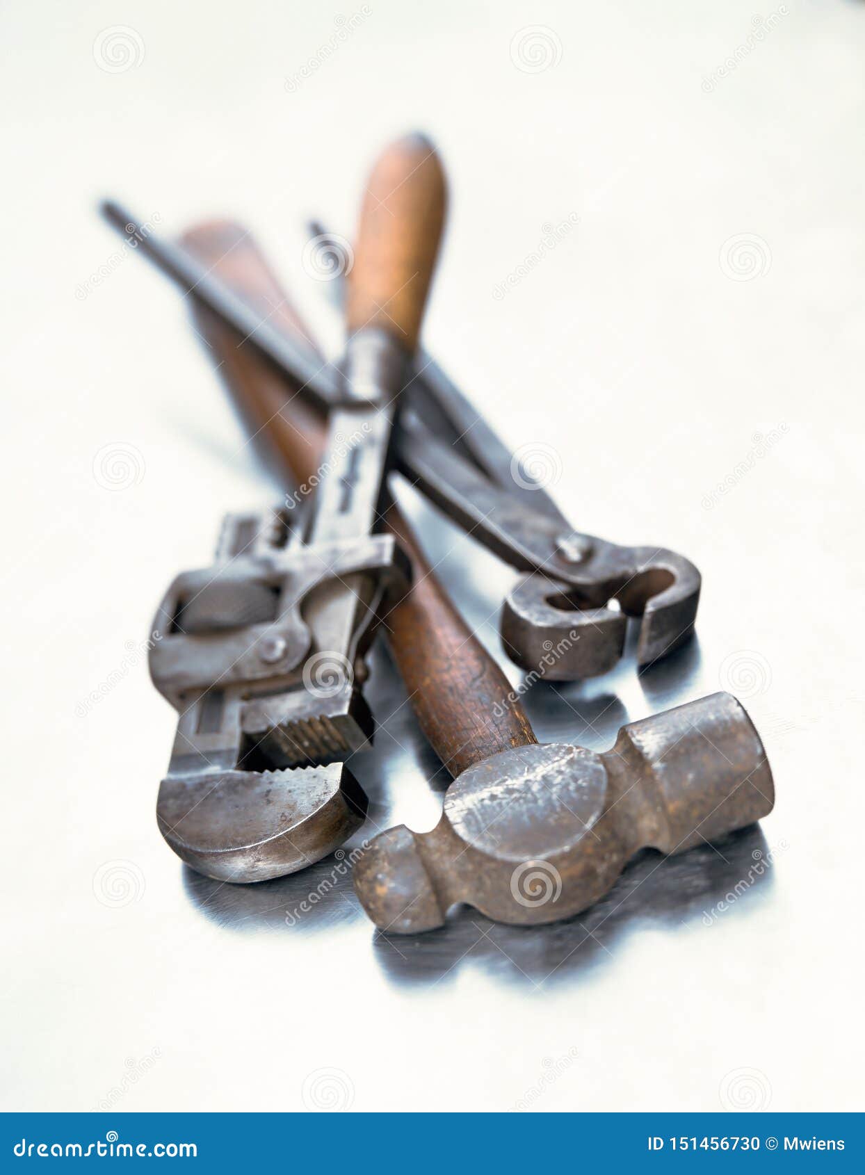 Selective Focus Image of Vintage Mechanic Tools on Steel Background ...