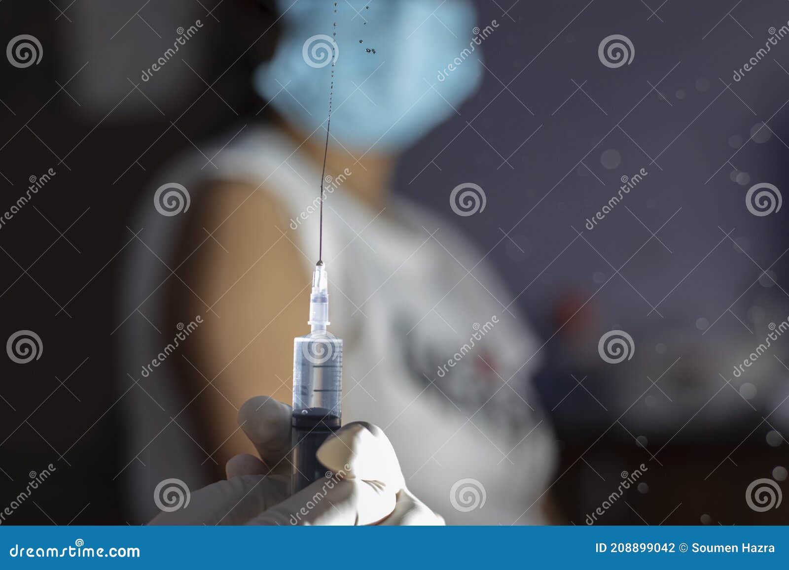 Selective Focus on an Injection Syringe in Hands Stock Photo - Image of ...