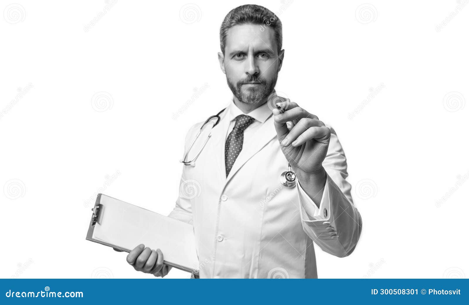 Selective Focus of Internist with Anamnesis Isolated on White ...