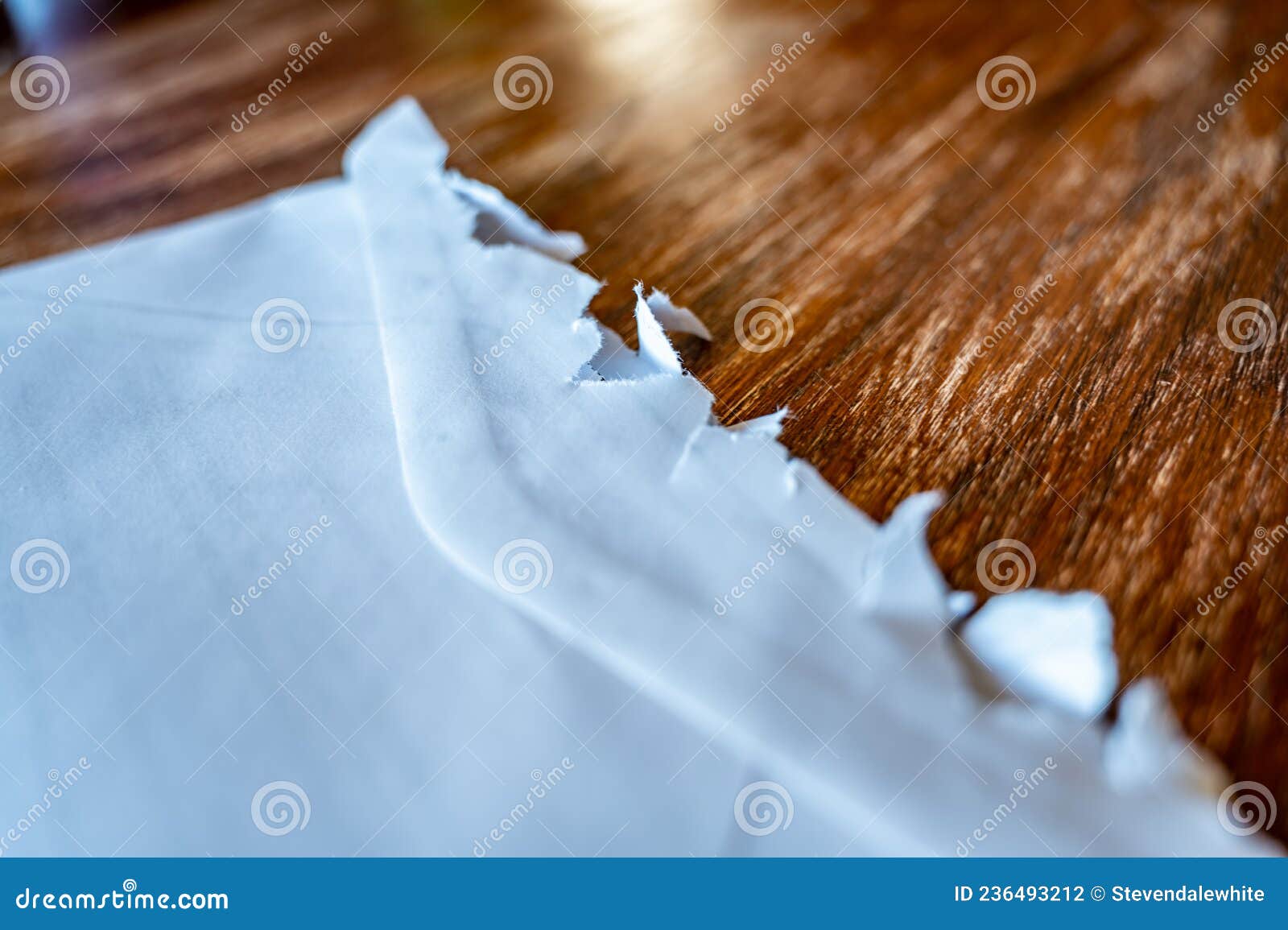 Selective Focus on Jagged Edges of a Ripped Open Mail Envelope Stock ...