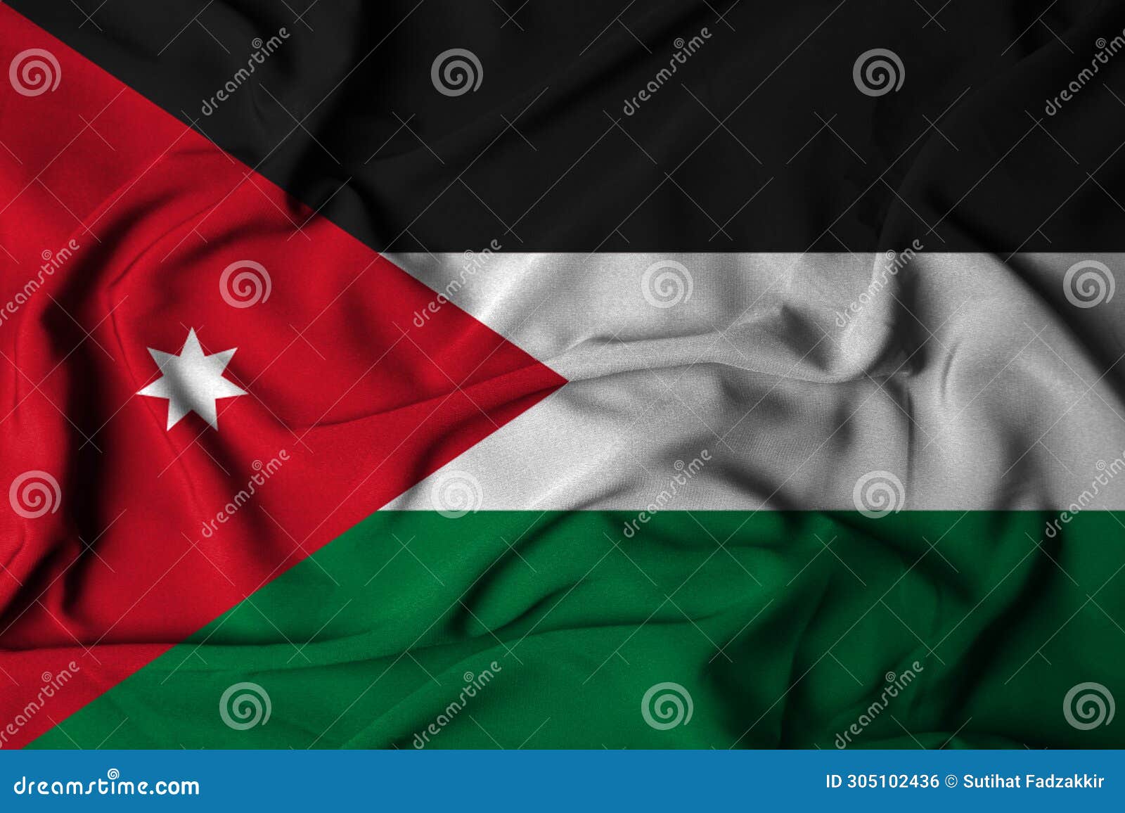 Selective Focus Jordan Flag, with Waving Fabric Texture. Stock Photo ...