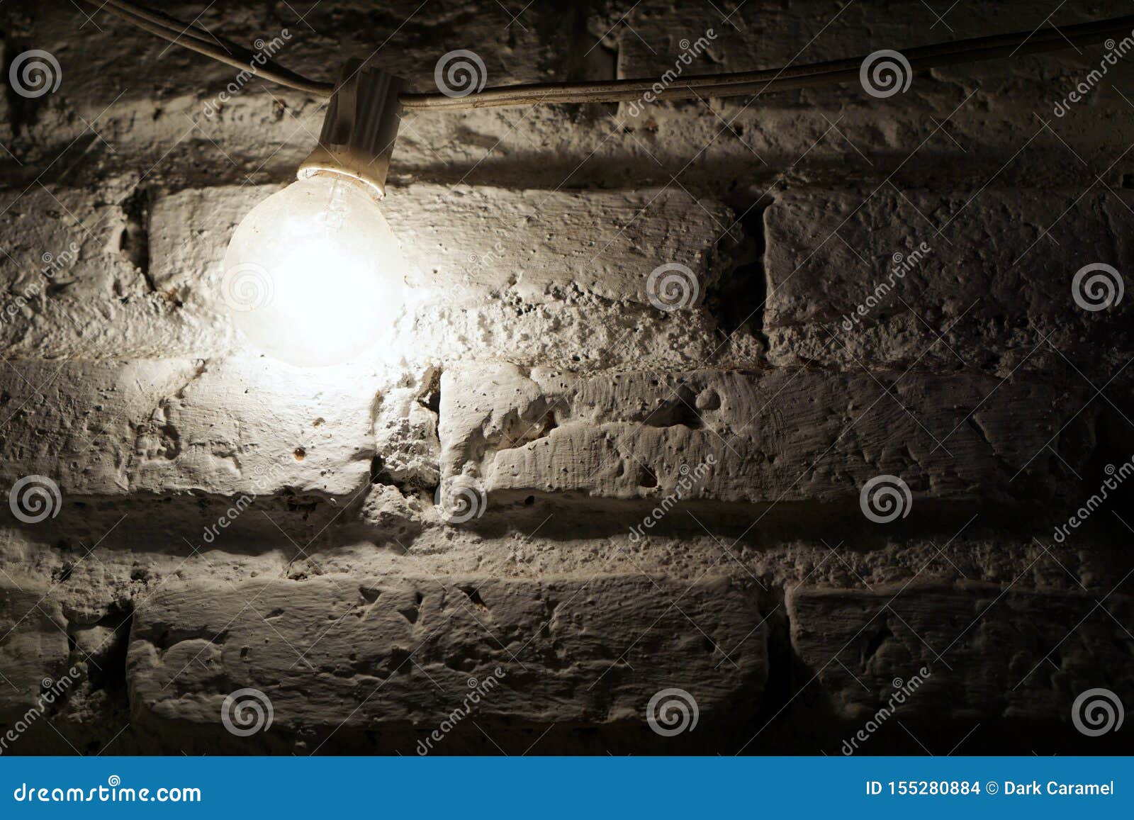 Selective Focus of Light Bulb with Brick Wall As a Background Stock ...