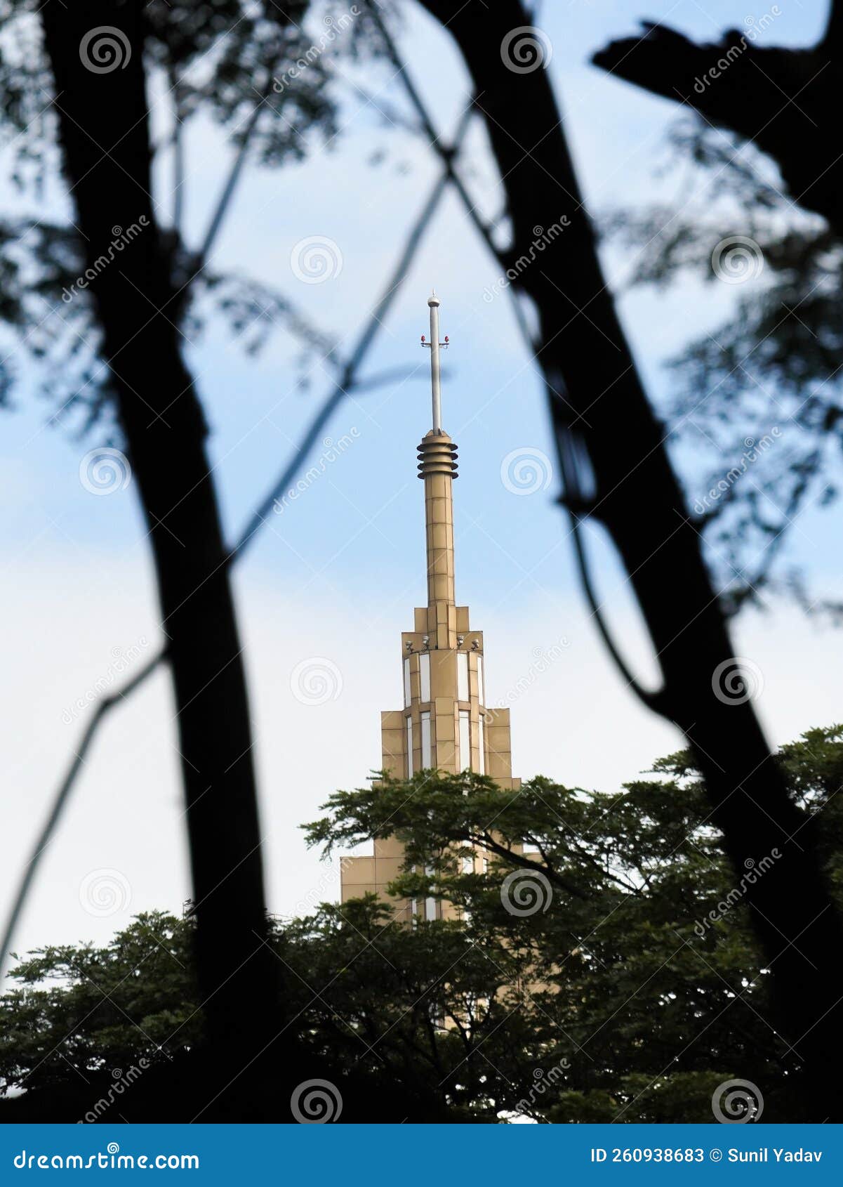 A Lightening Rod Setup of a Tower Stock Image - Image of ...
