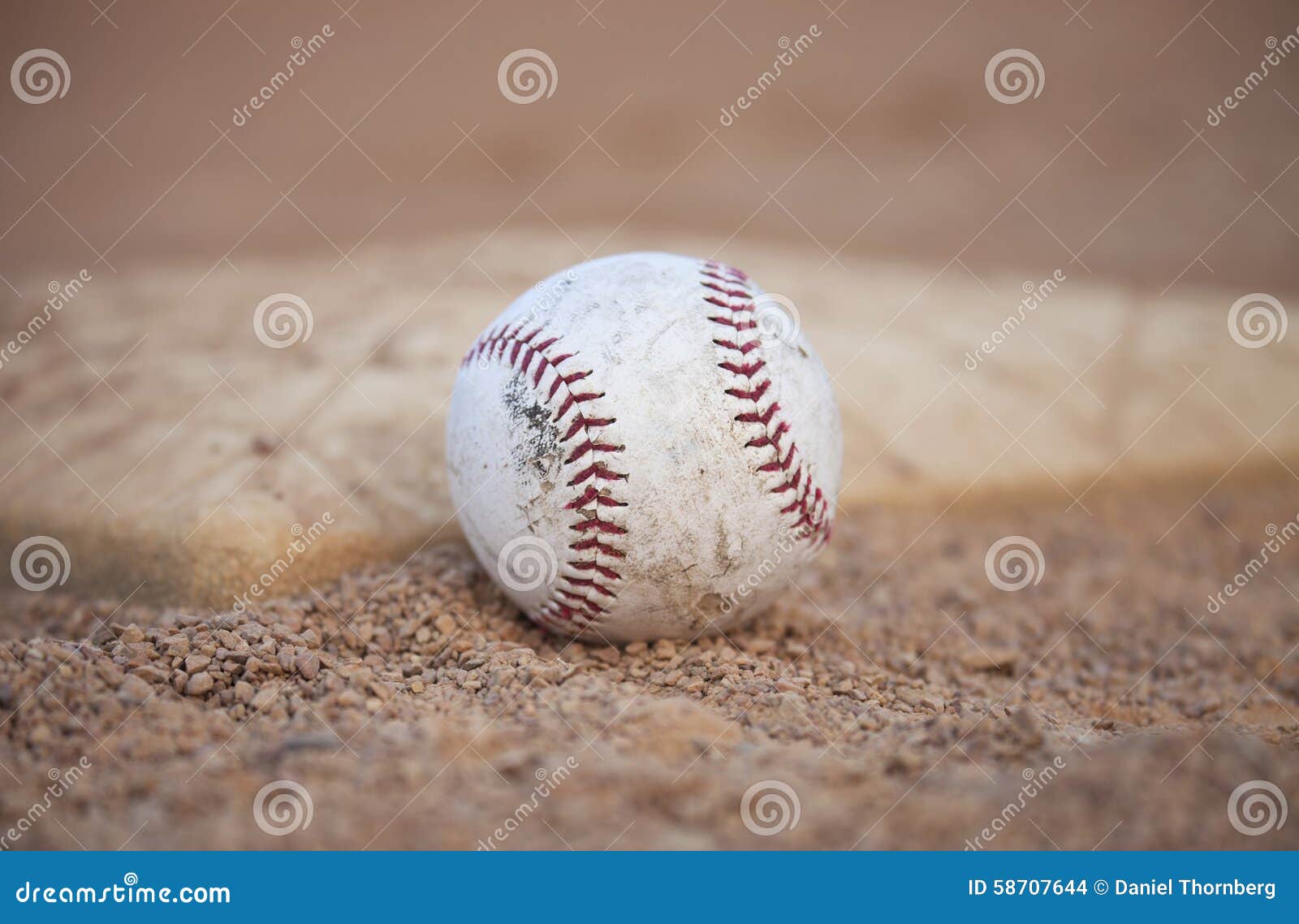 Selective Focus Low Angle of Grungy Baseball and Base Stock Photo ...