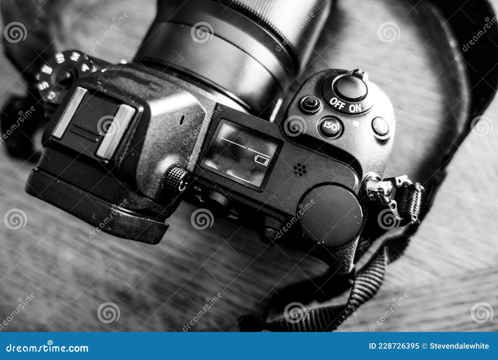 Selective Focus on Low Battery Display of a High End Camera before ...