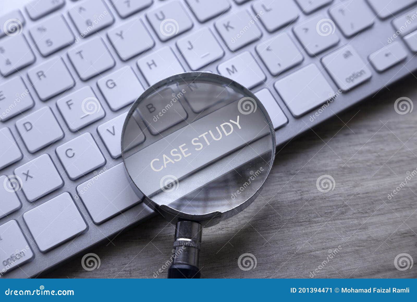 Selective Focus of Magnifying Glass and Computer Keyboard with Key ...