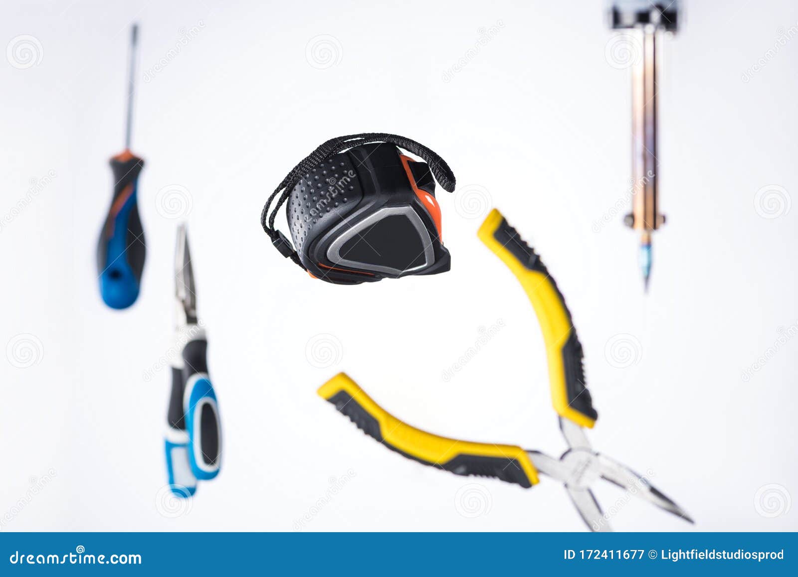 Selective Focus of Measuring Tape with Tools Levitating in Air Isolated ...
